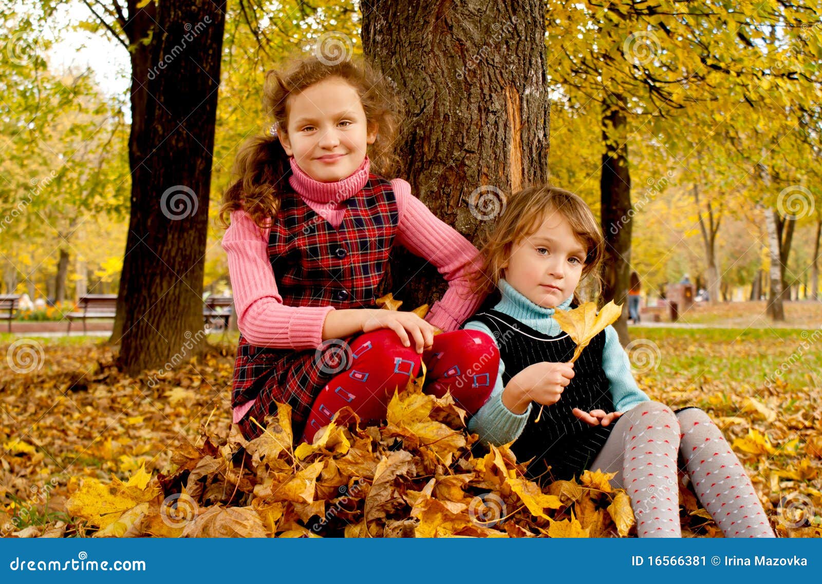 Children in the autumn stock image. Image of cute, nature - 16566381