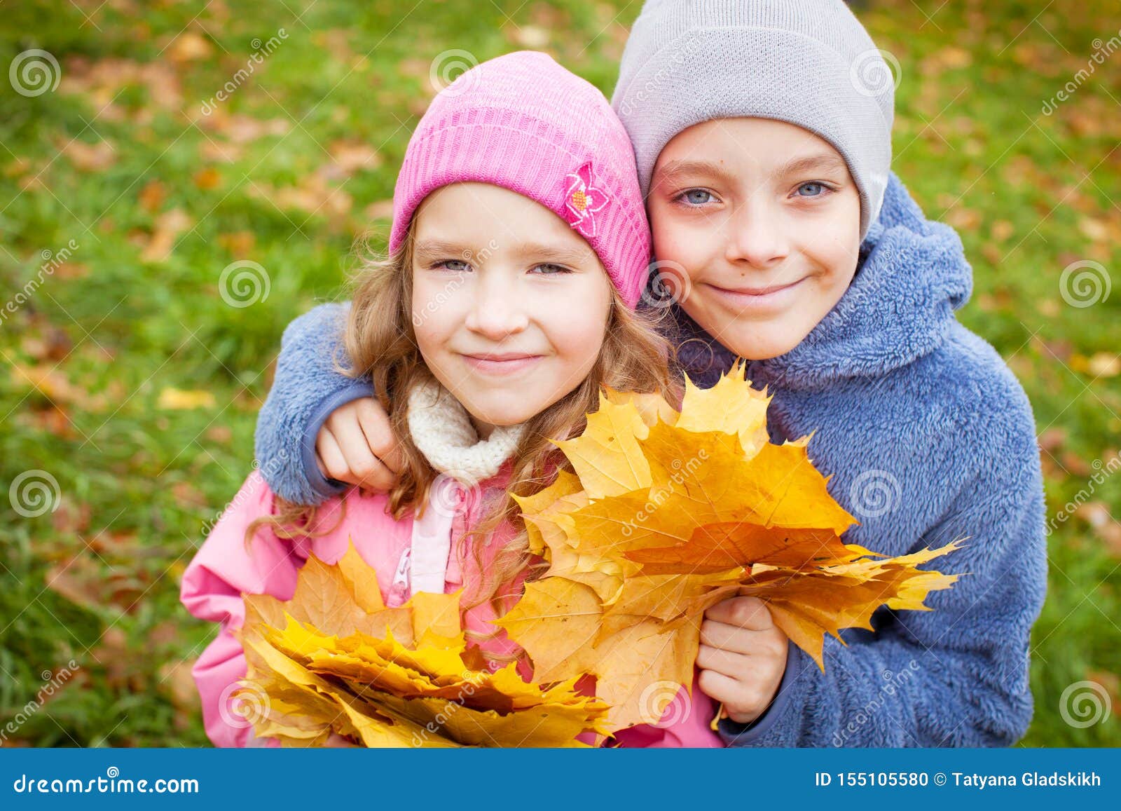 Children at autumn stock photo. Image of brown, babies - 155105580