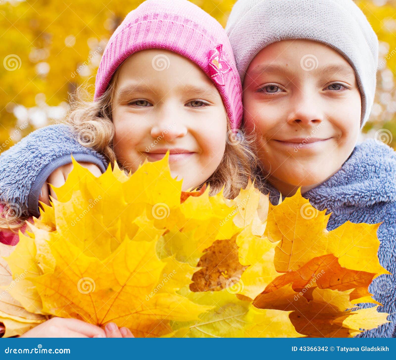 Children at autumn stock photo. Image of leaf, orange - 43366342