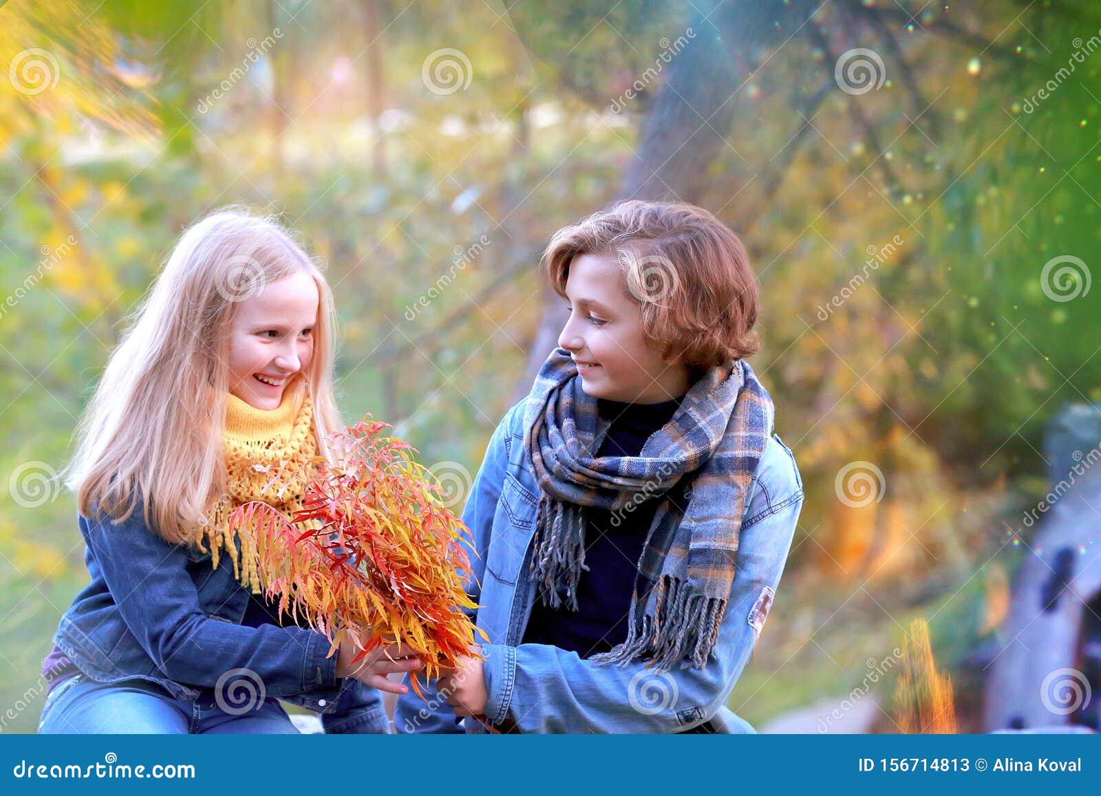 Children in the Autumn Park Walk and Have Fun Stock Image - Image of ...