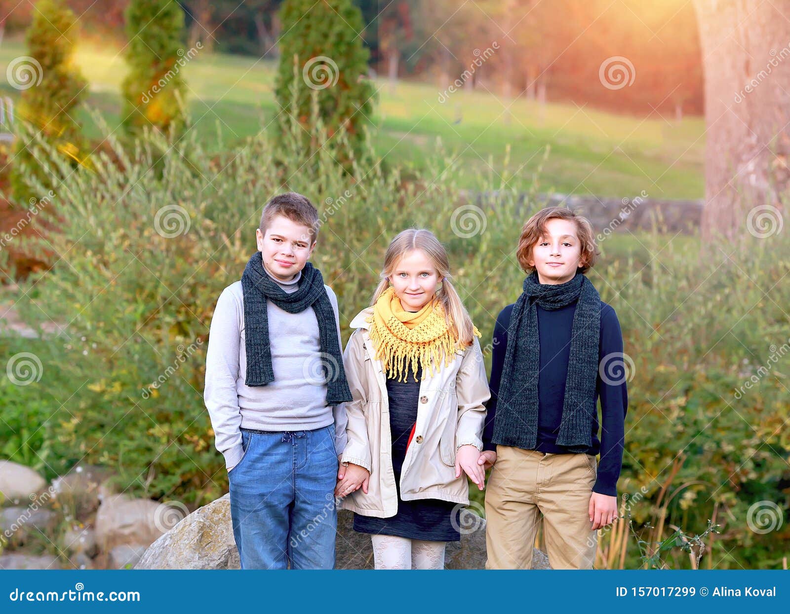 Children in the Autumn Park Walk and Have Fun Stock Image - Image of ...