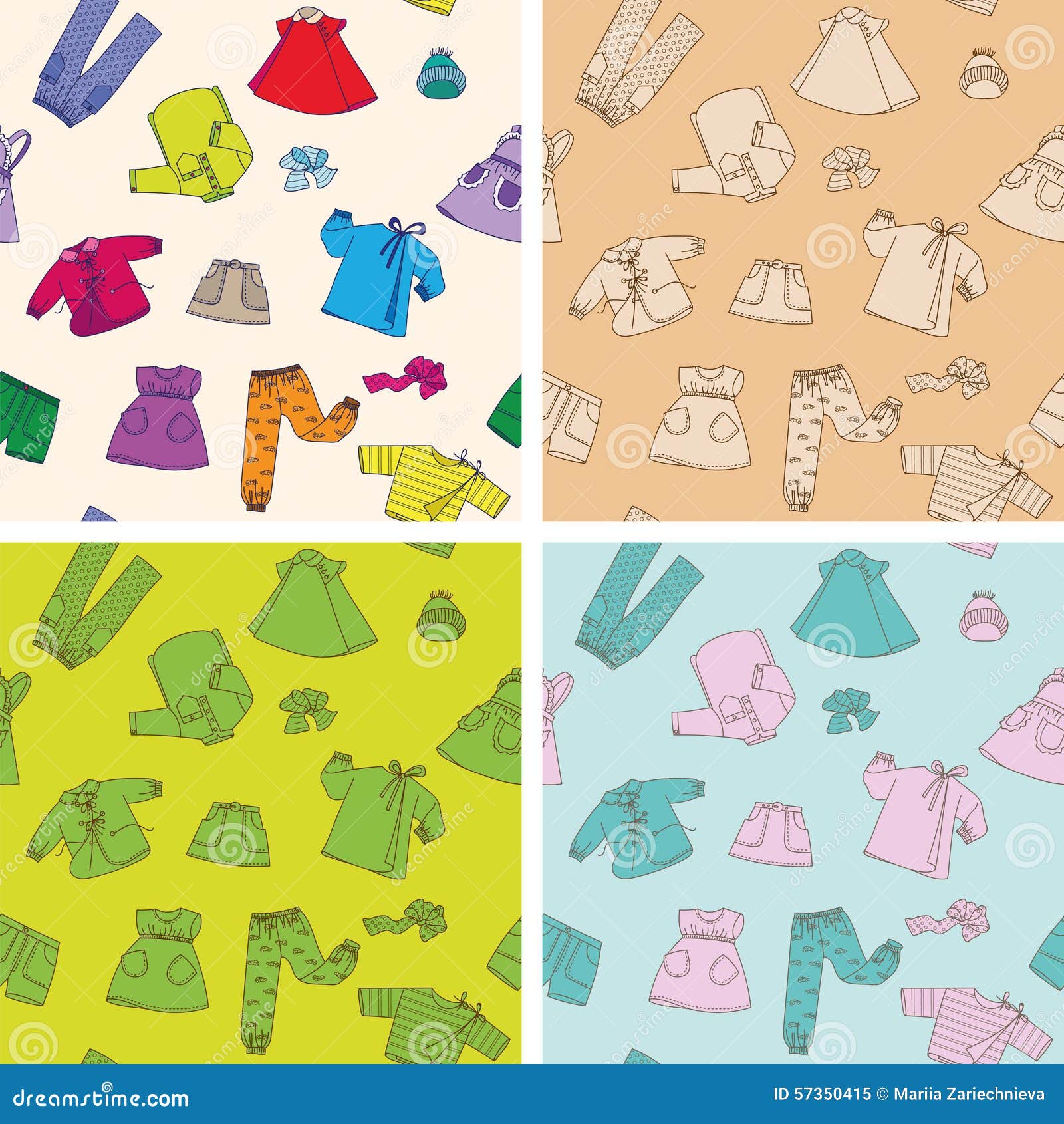 Children and Baby Clothes 4 Seamless Textures Stock Vector ...