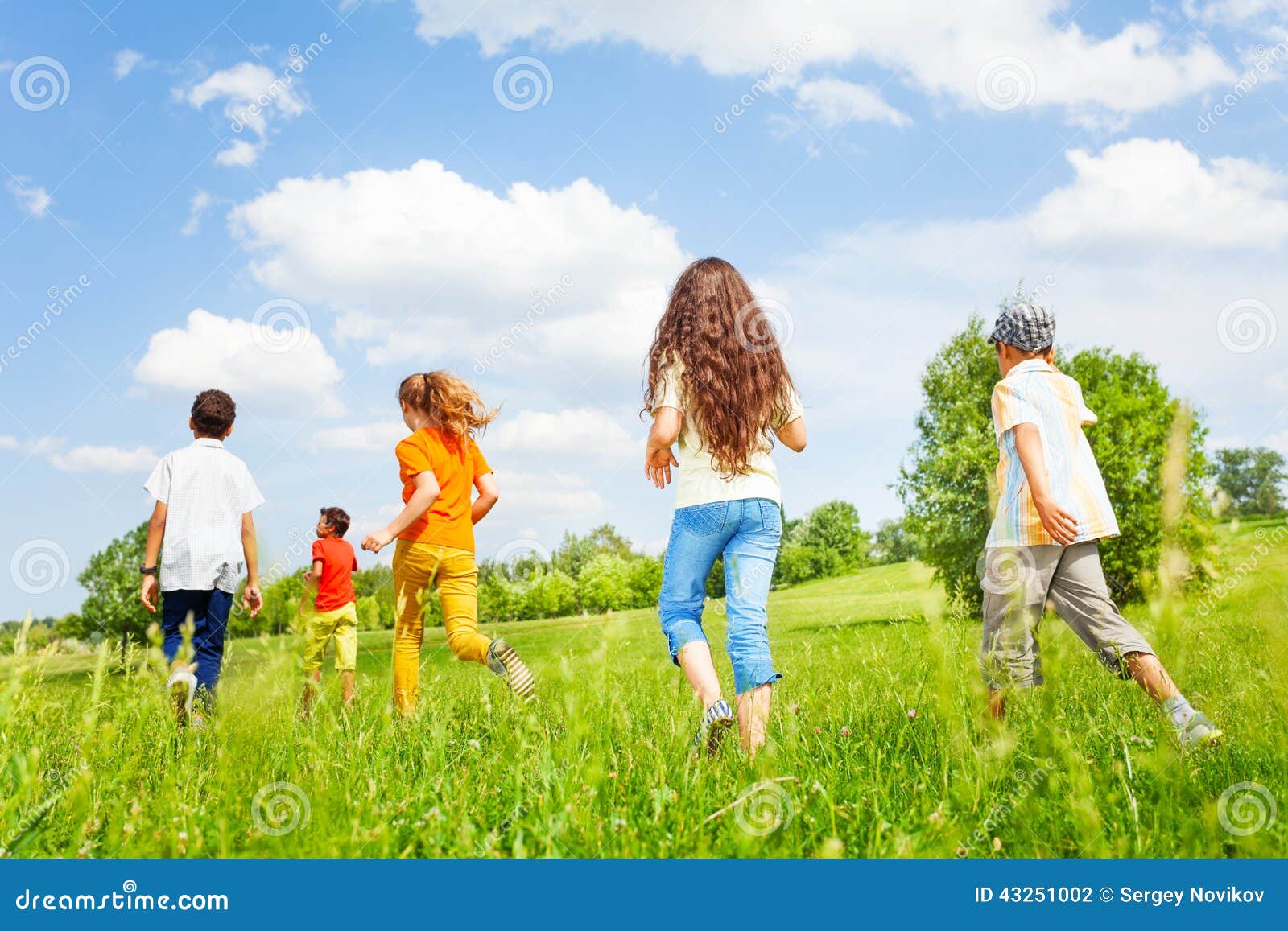 Children Back Running in Other Direction Stock Photo - Image of ...