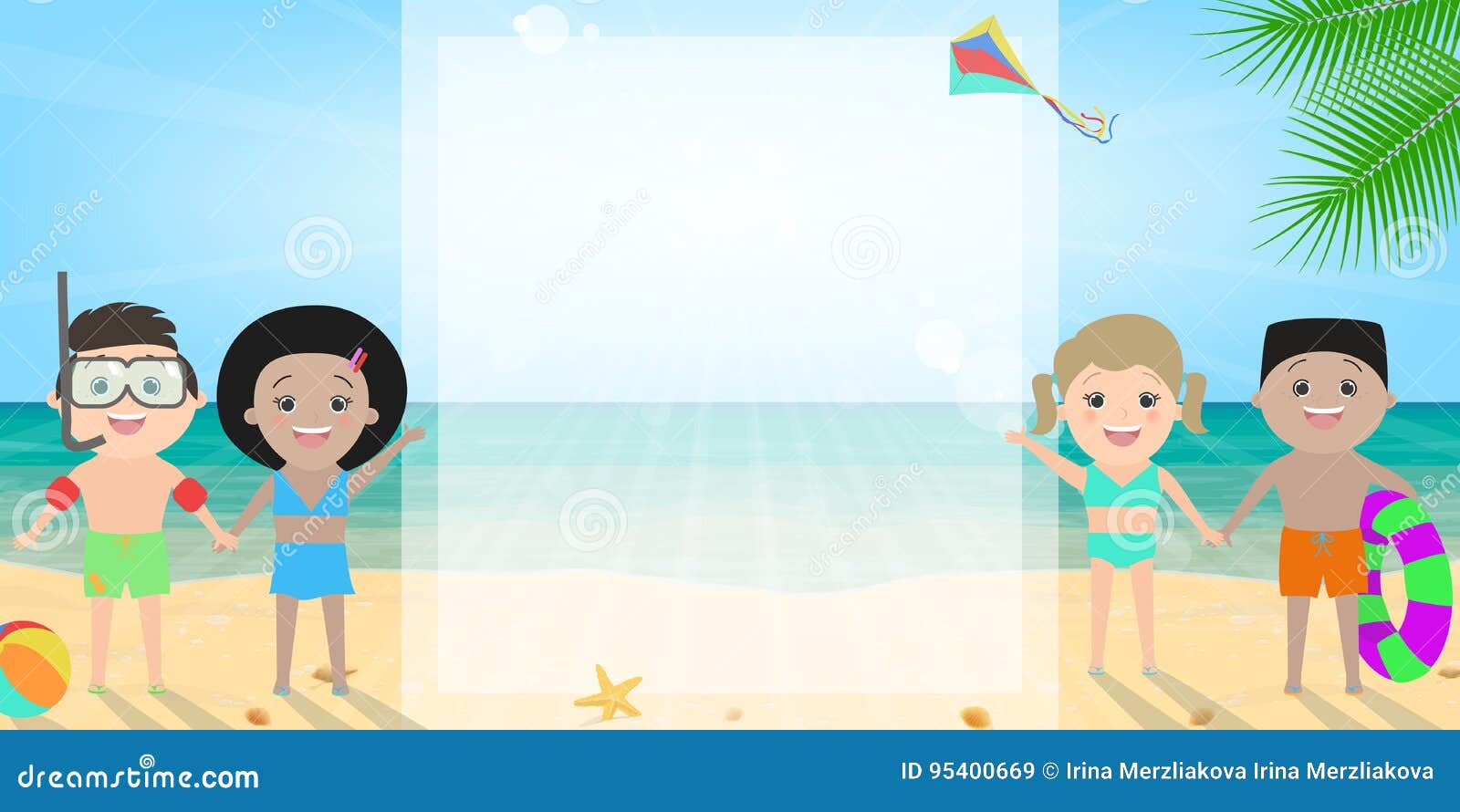 Children in the Background of the Beach, Sunny. Vacation, School Stock ...