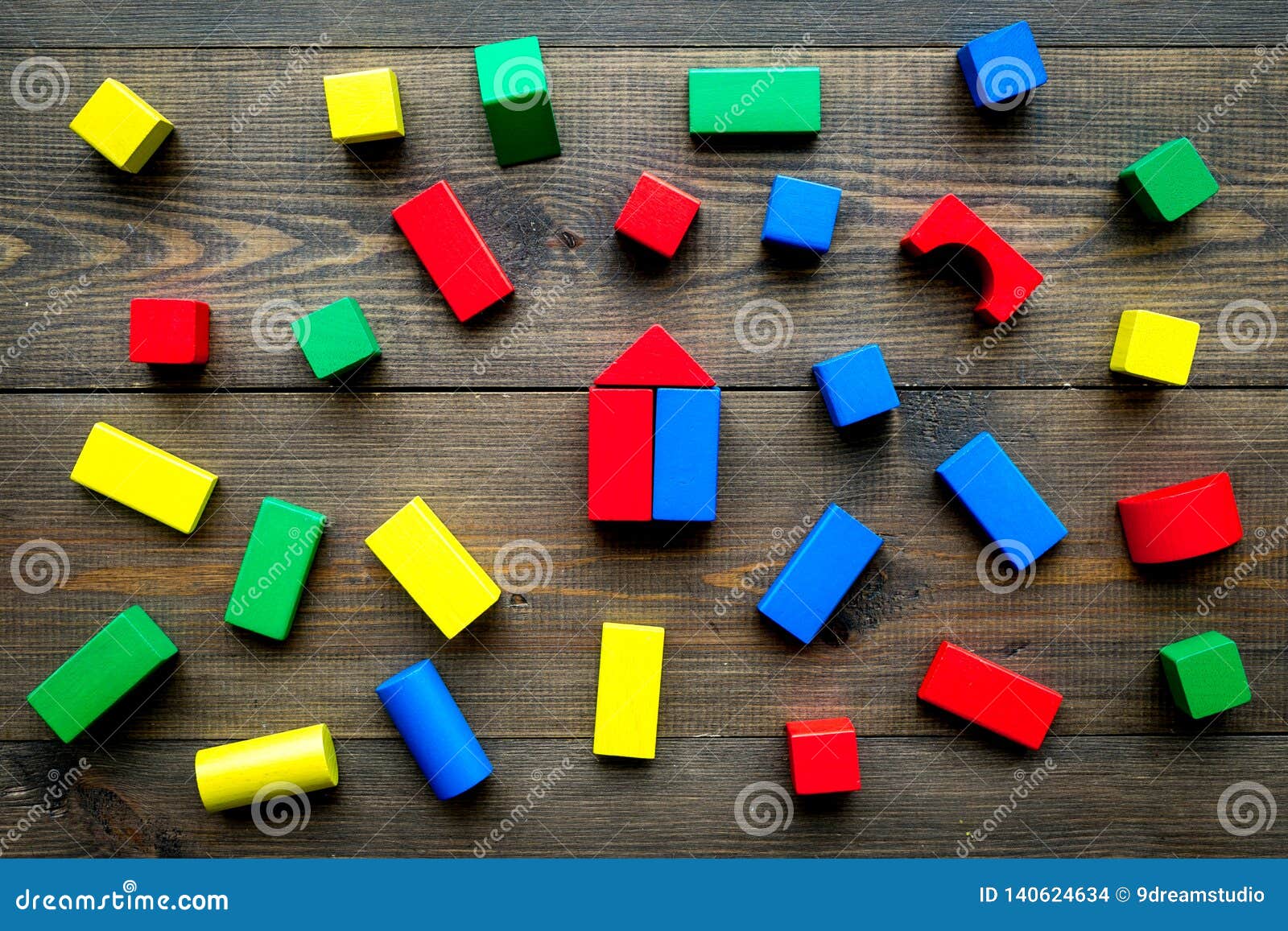 Children Background. Wooden Building Blocks for Developing and ...