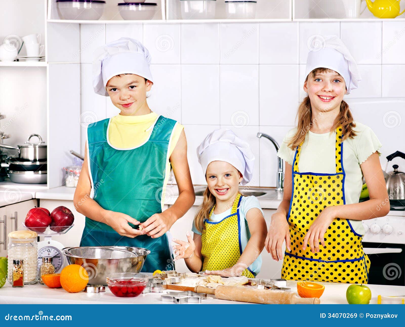 Children bake cookies. stock image. Image of roll, cooking - 34070269