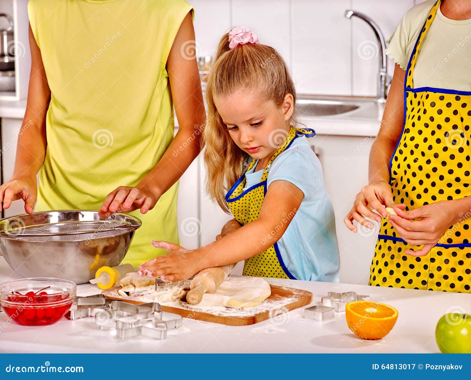 Children bake cookies stock image. Image of people, home - 64813017