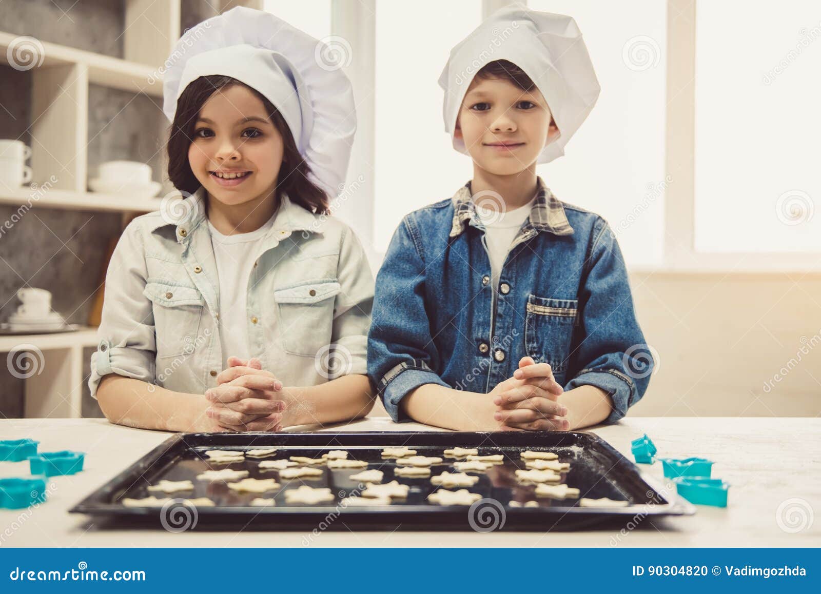 Children baking in kitchen stock photo. Image of milk - 90304820