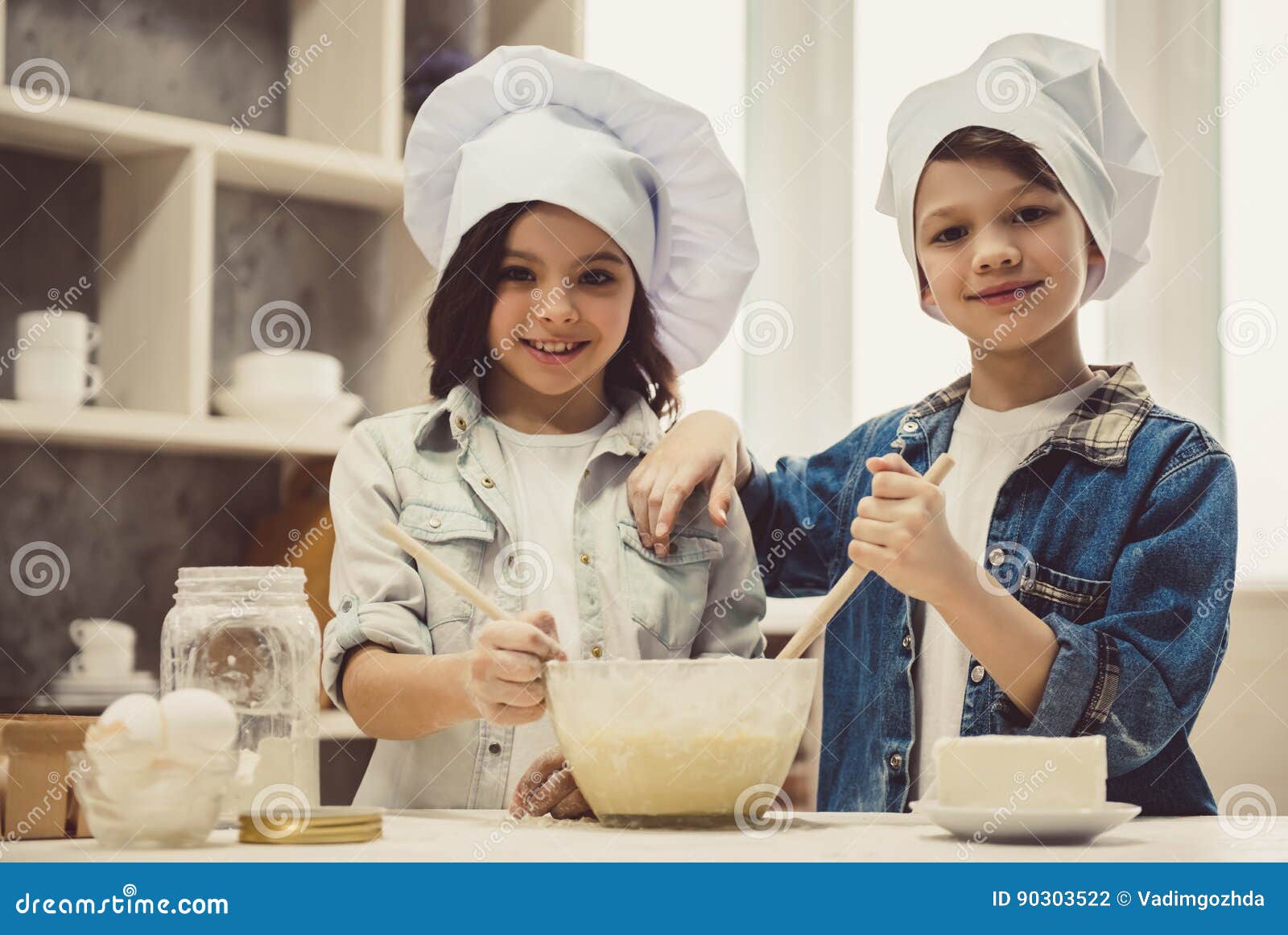 Children baking in kitchen stock photo. Image of baking - 90303522
