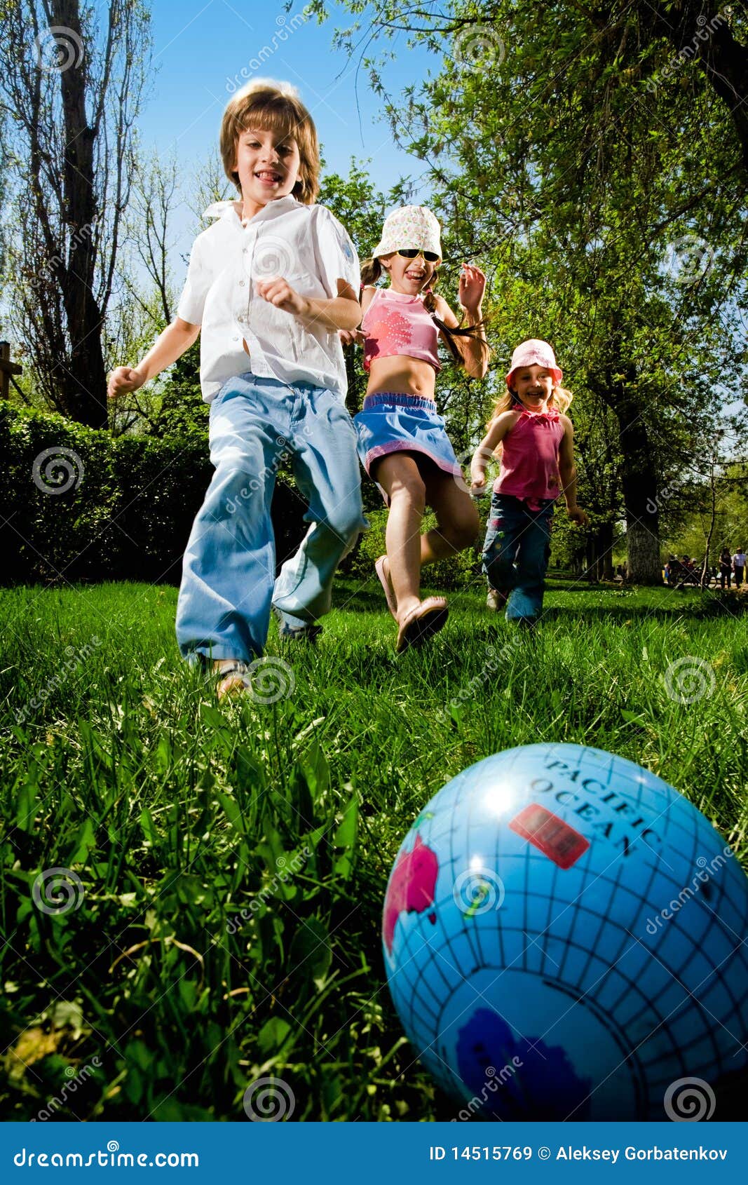 Children with ball stock image. Image of hair, girls - 14515769
