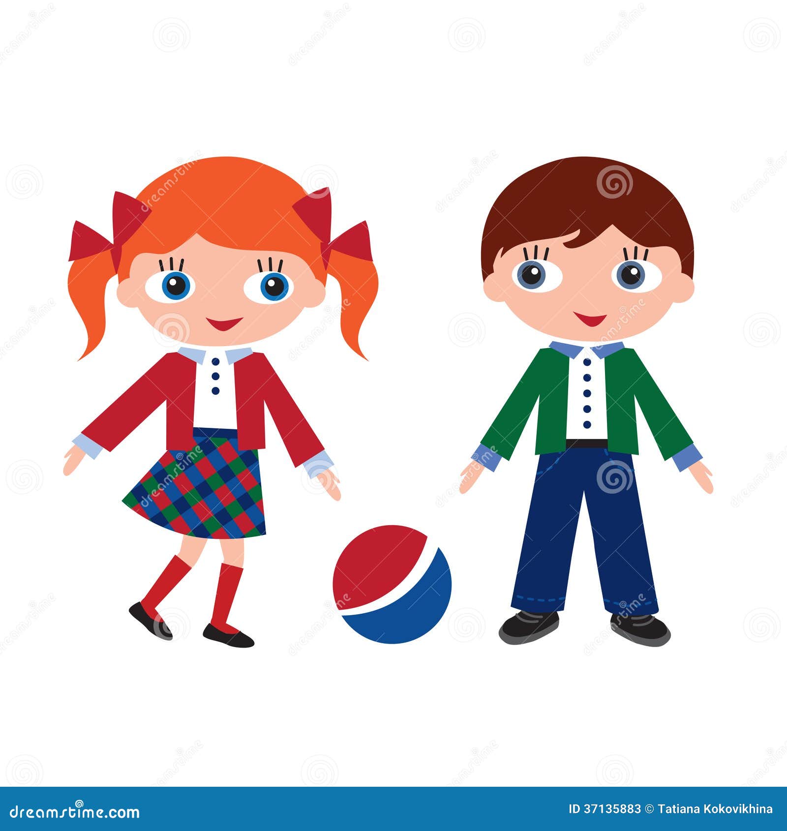 Children with a ball stock vector. Illustration of element - 37135883