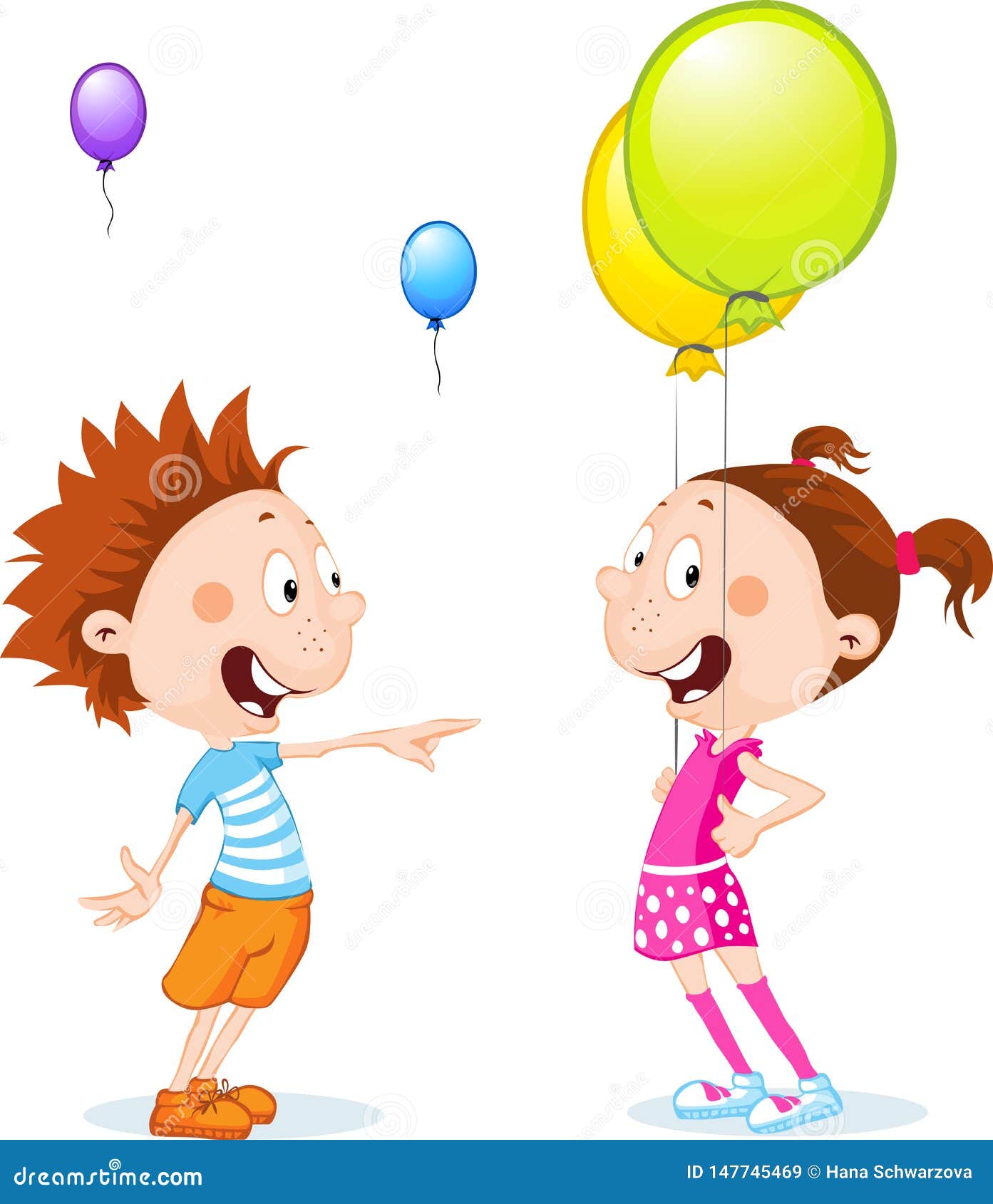 Children with Balloons - Vector Cartoon Illustration Stock Vector ...