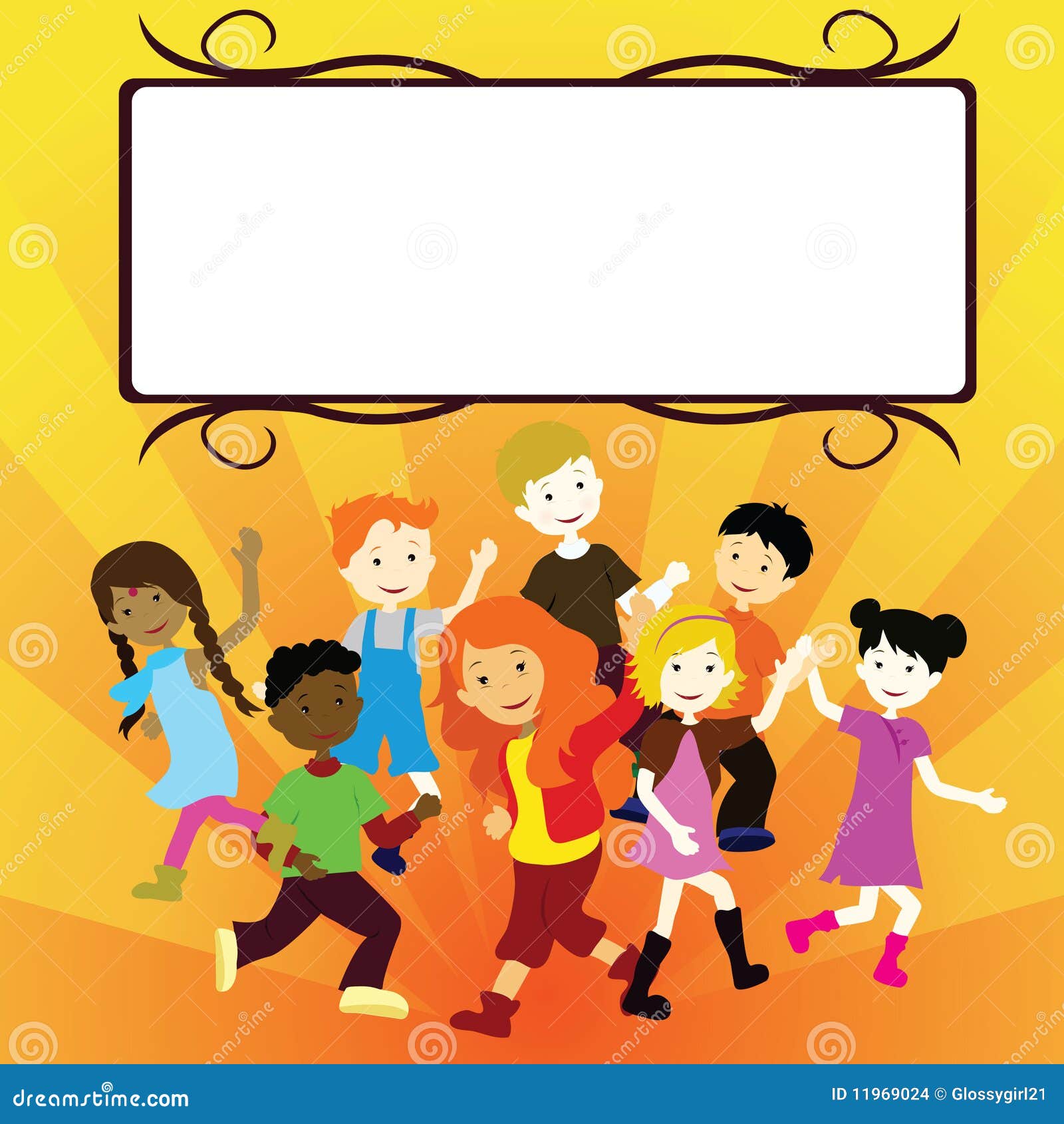 Children with banner stock vector. Illustration of active - 11969024
