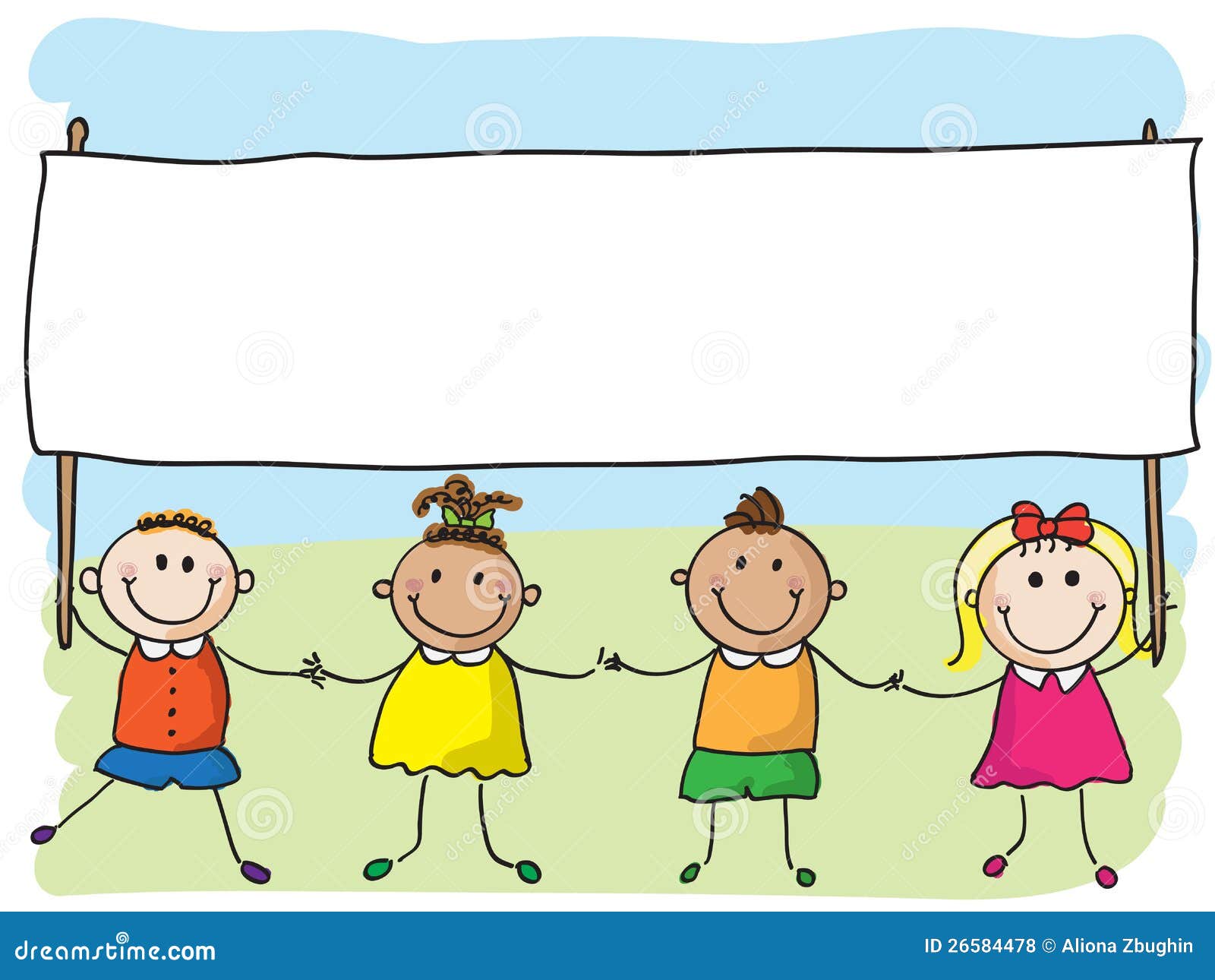 Children with banner stock vector. Illustration of hand - 26584478
