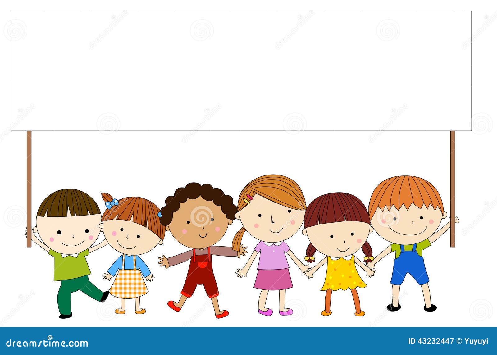 Children with banner stock vector. Illustration of doodle - 43232447