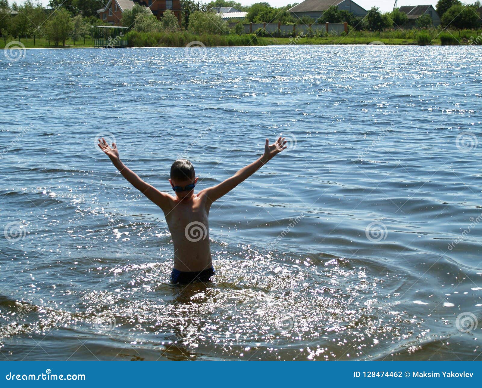 Children Bathe in the River Stock Photo - Image of lake, swims: 128474462