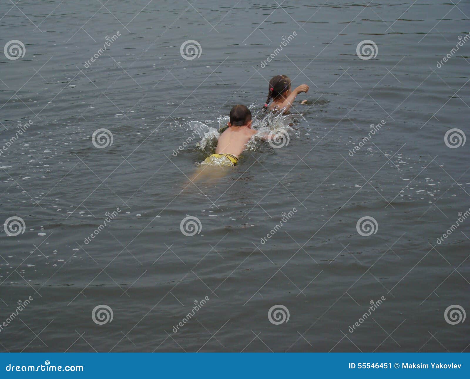 Children Bathing in the River Stock Image - Image of leisure, summer ...
