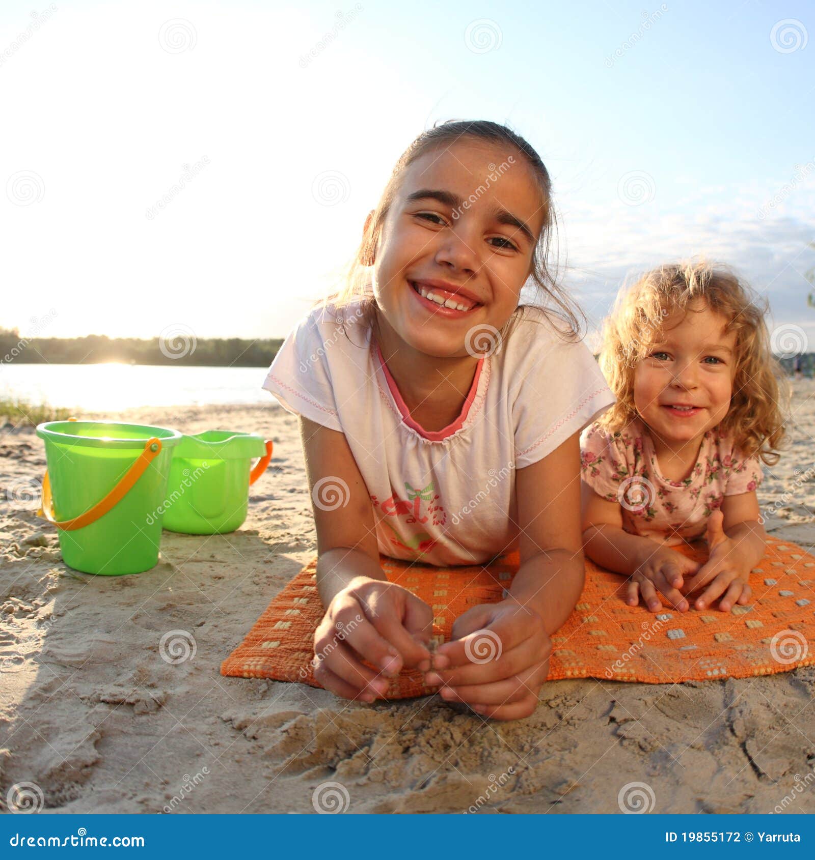 Children on beach stock photo. Image of sunrise, sunny - 19855172