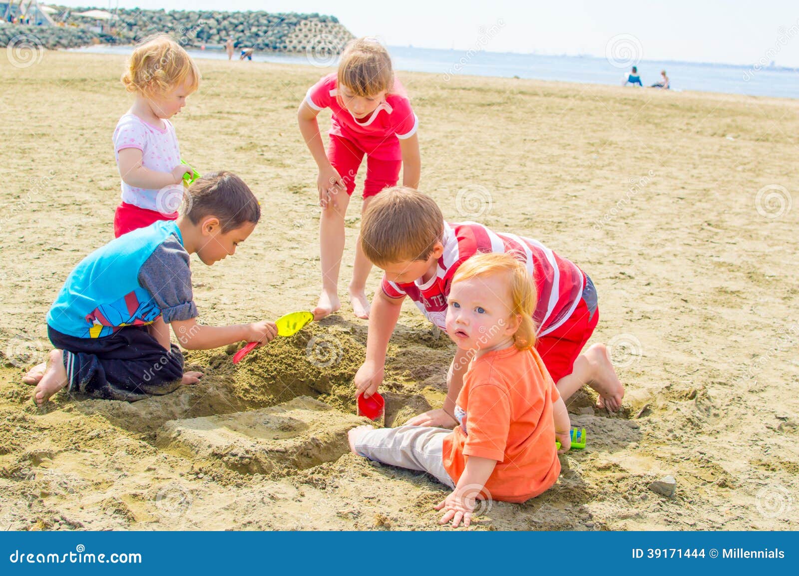 Children at the beach stock photo. Image of family, castle - 39171444