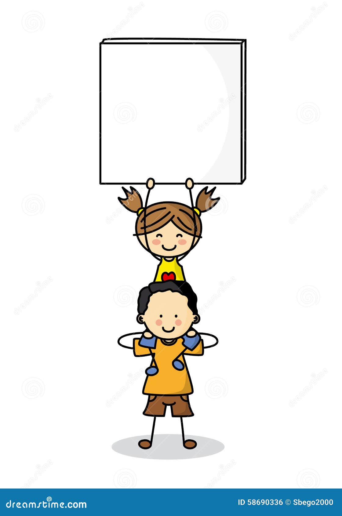 Children with Blank Signs stock vector. Illustration of people - 58690336