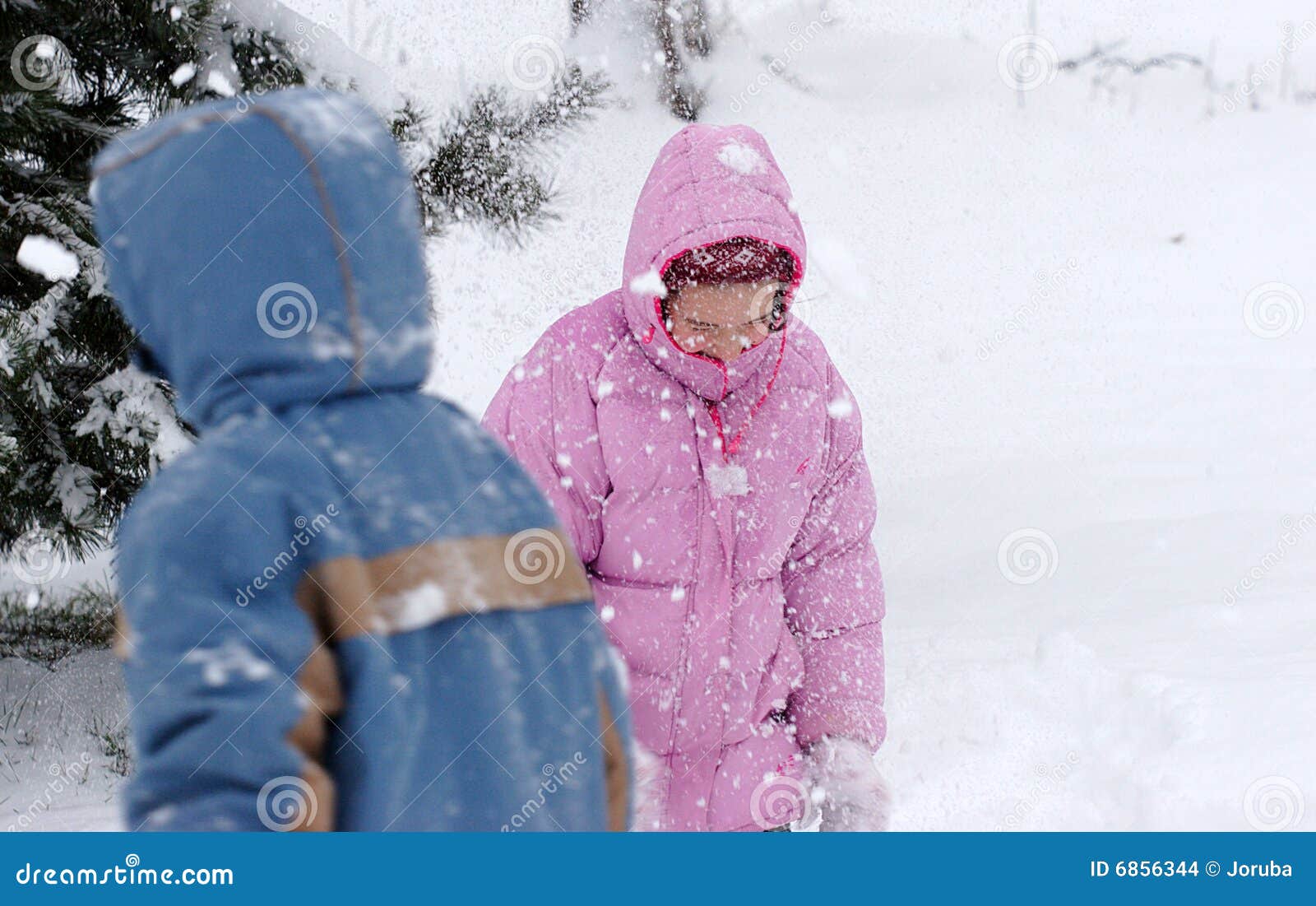 Children in blizzard stock photo. Image of caucasian, frost - 6856344