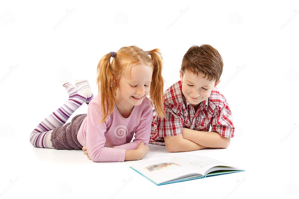 Children with book stock photo. Image of couple, schoolboy - 11950756