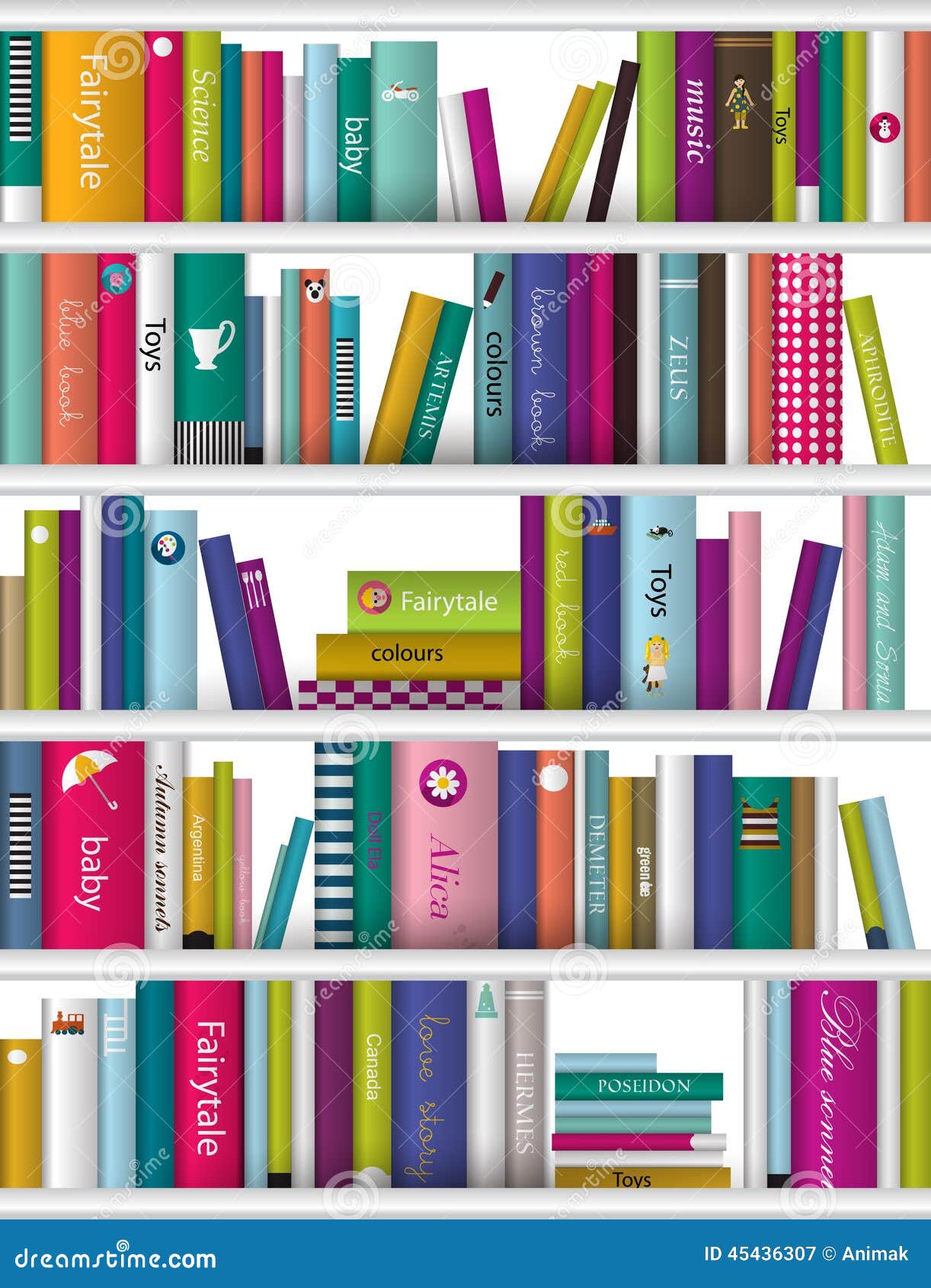 Kids Bookshelf Clipart
