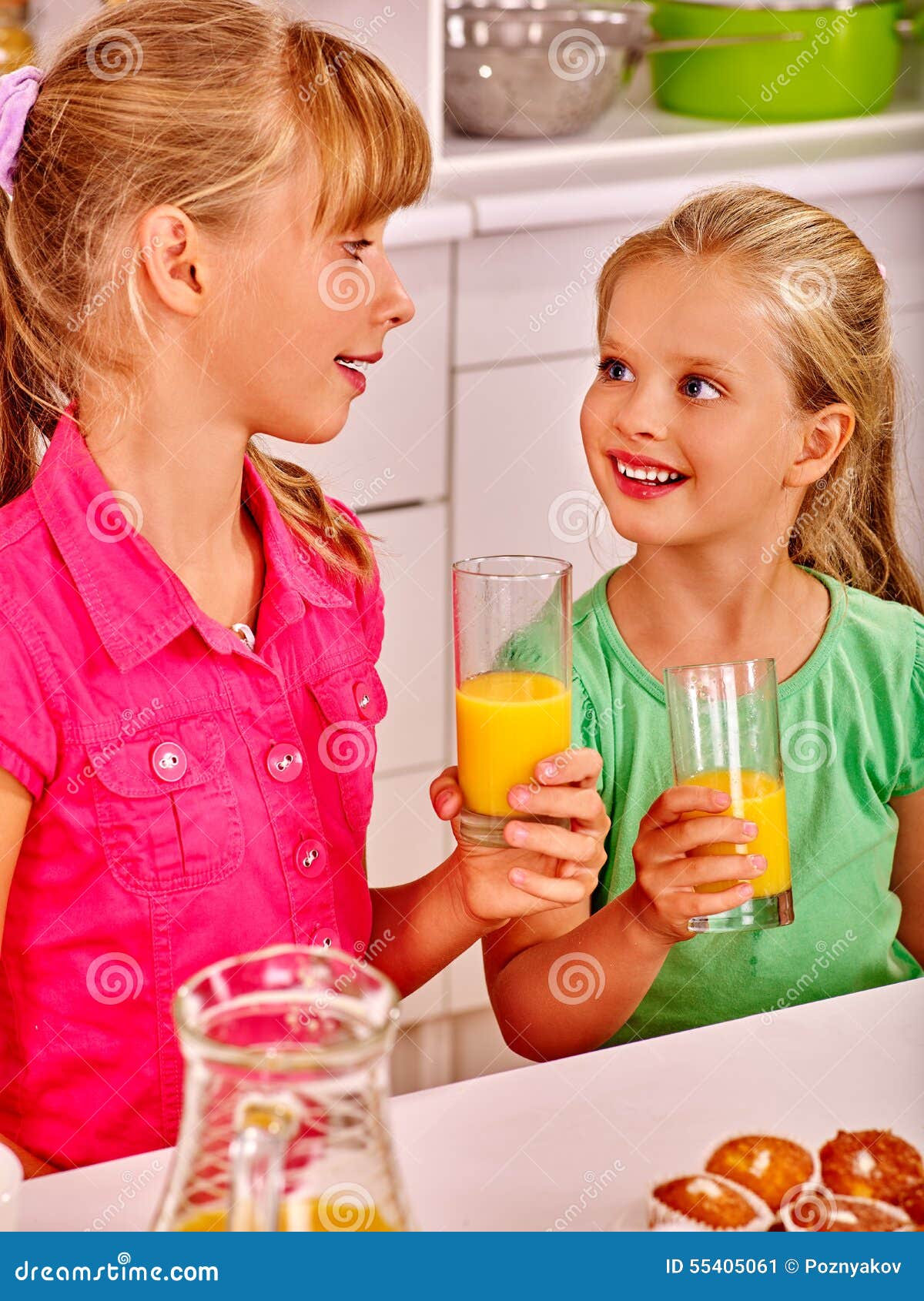 Children Breakfast at Kitchen Stock Image - Image of eating, female ...