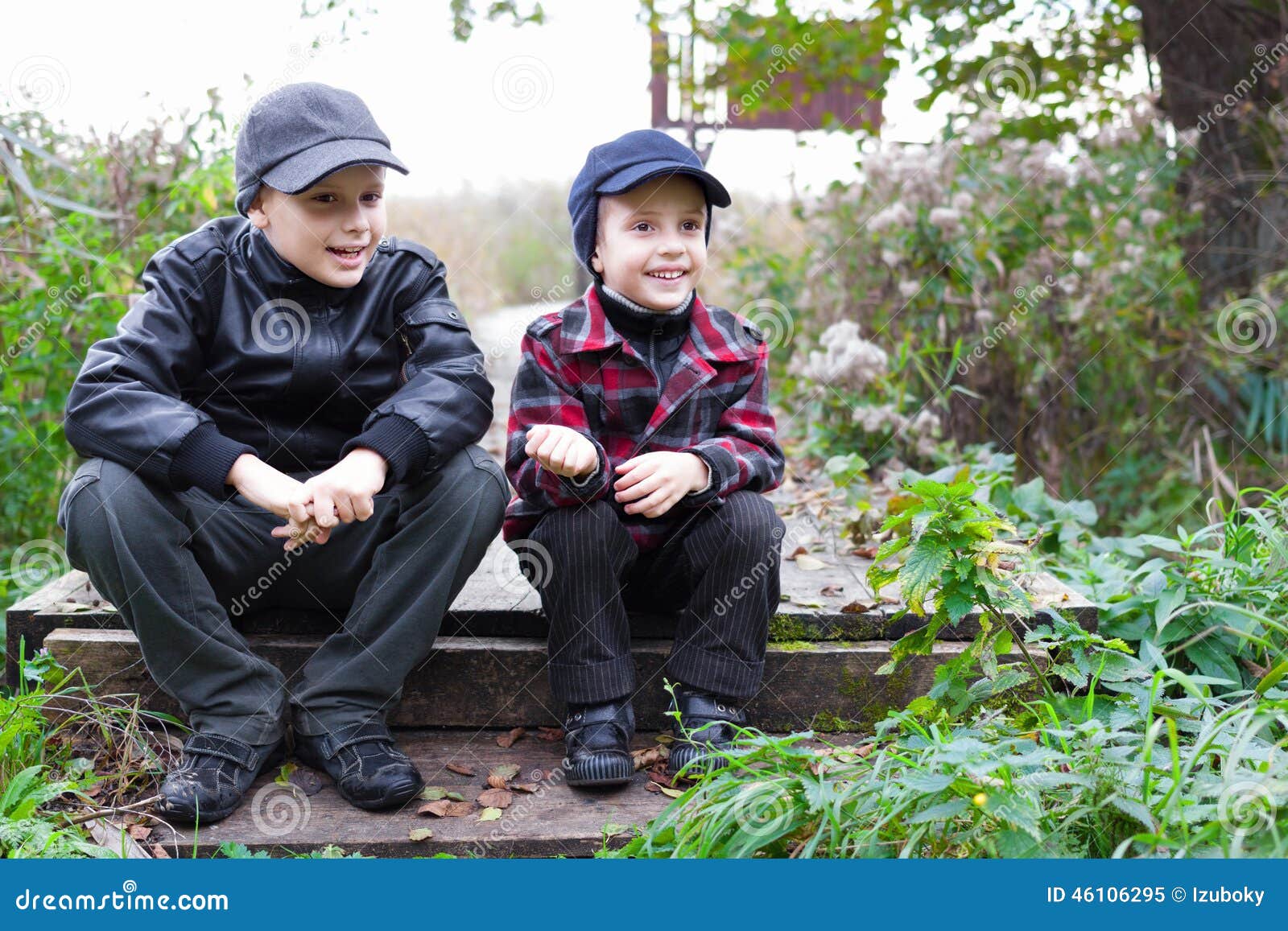 Children Brothers Country Fall Happy Stock Image - Image of field ...