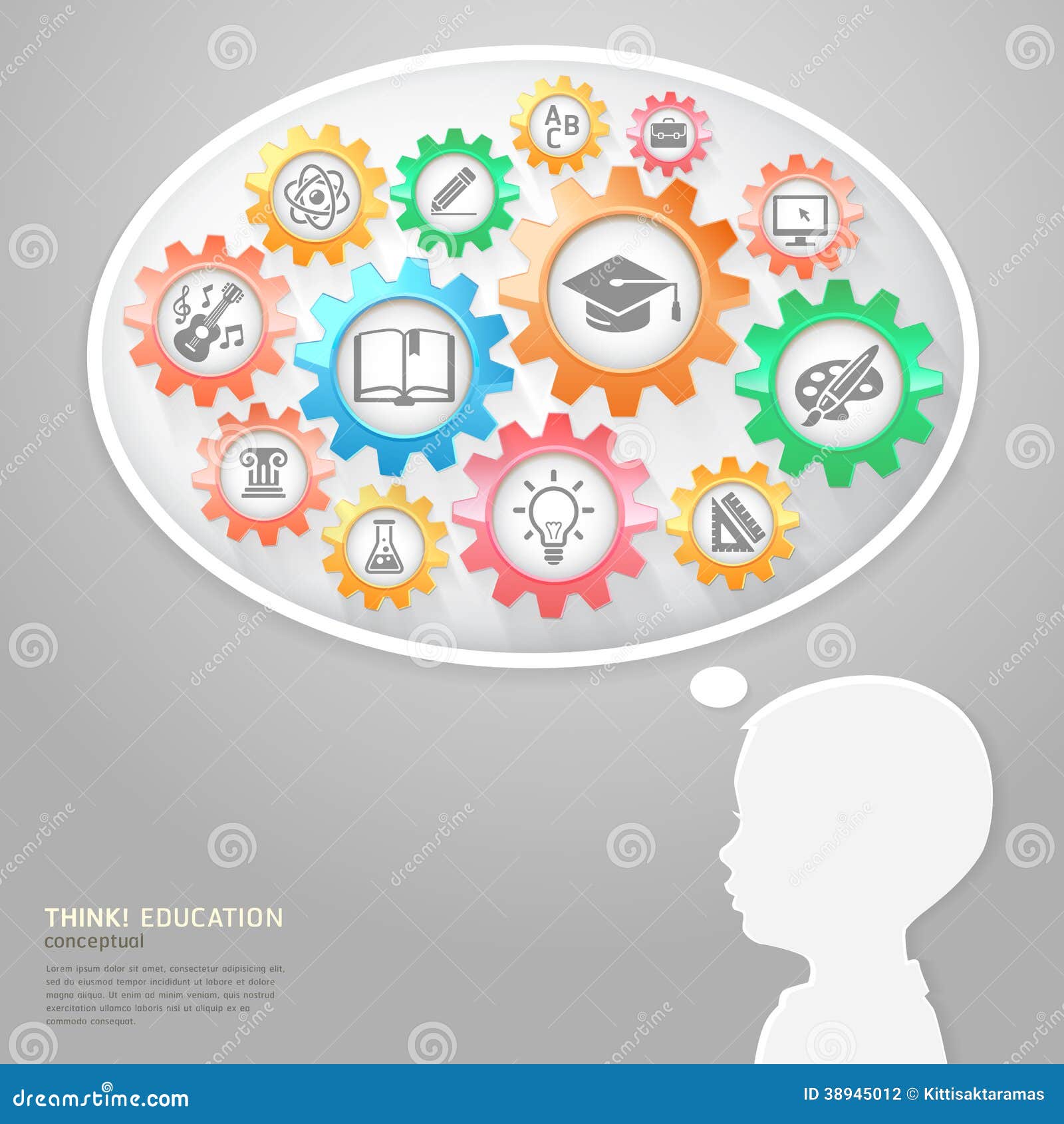 Children and Bubble Think with Education Icons. Stock Vector ...