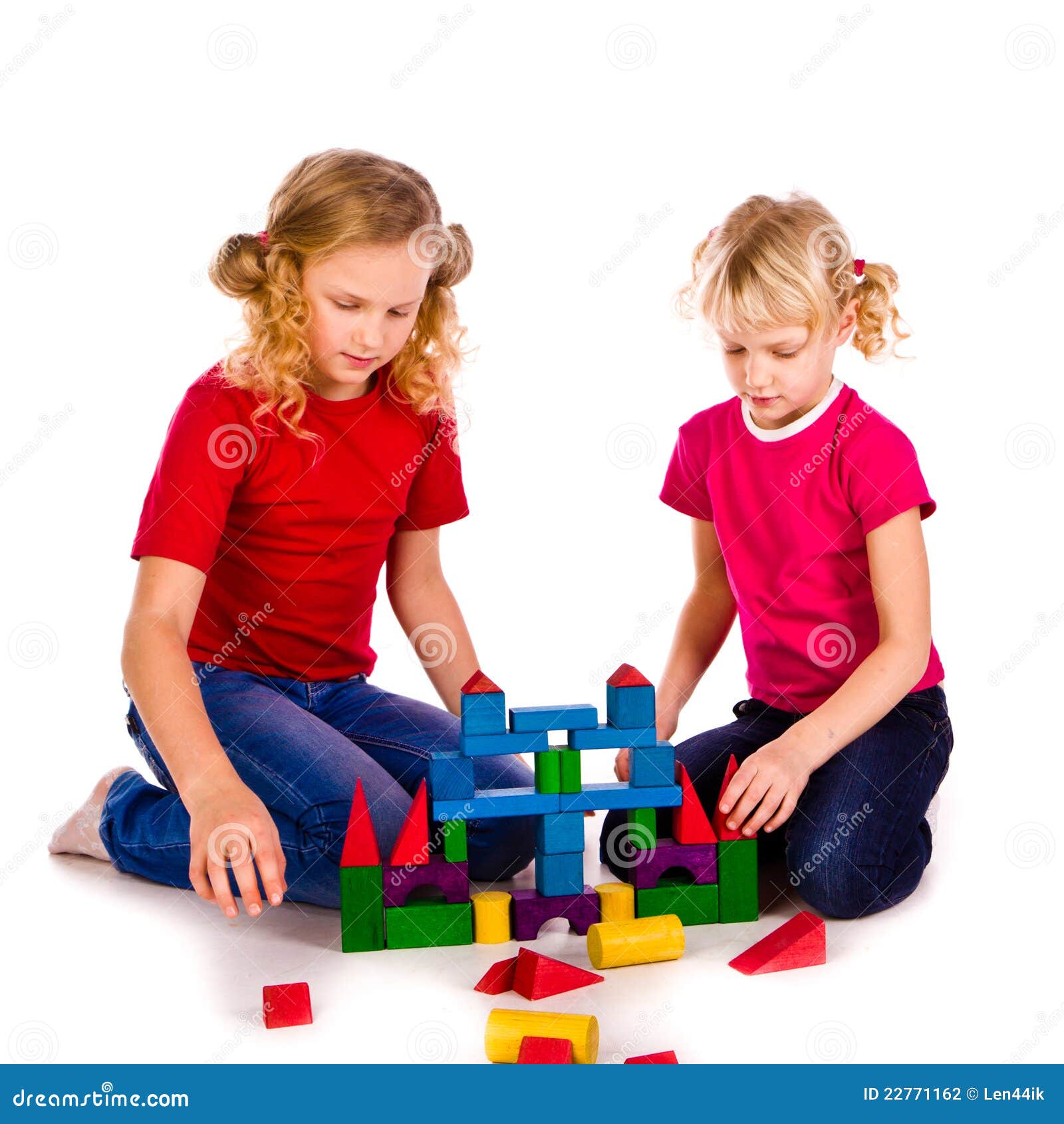 Children Building a Castle with Cubes Stock Photo - Image of color ...
