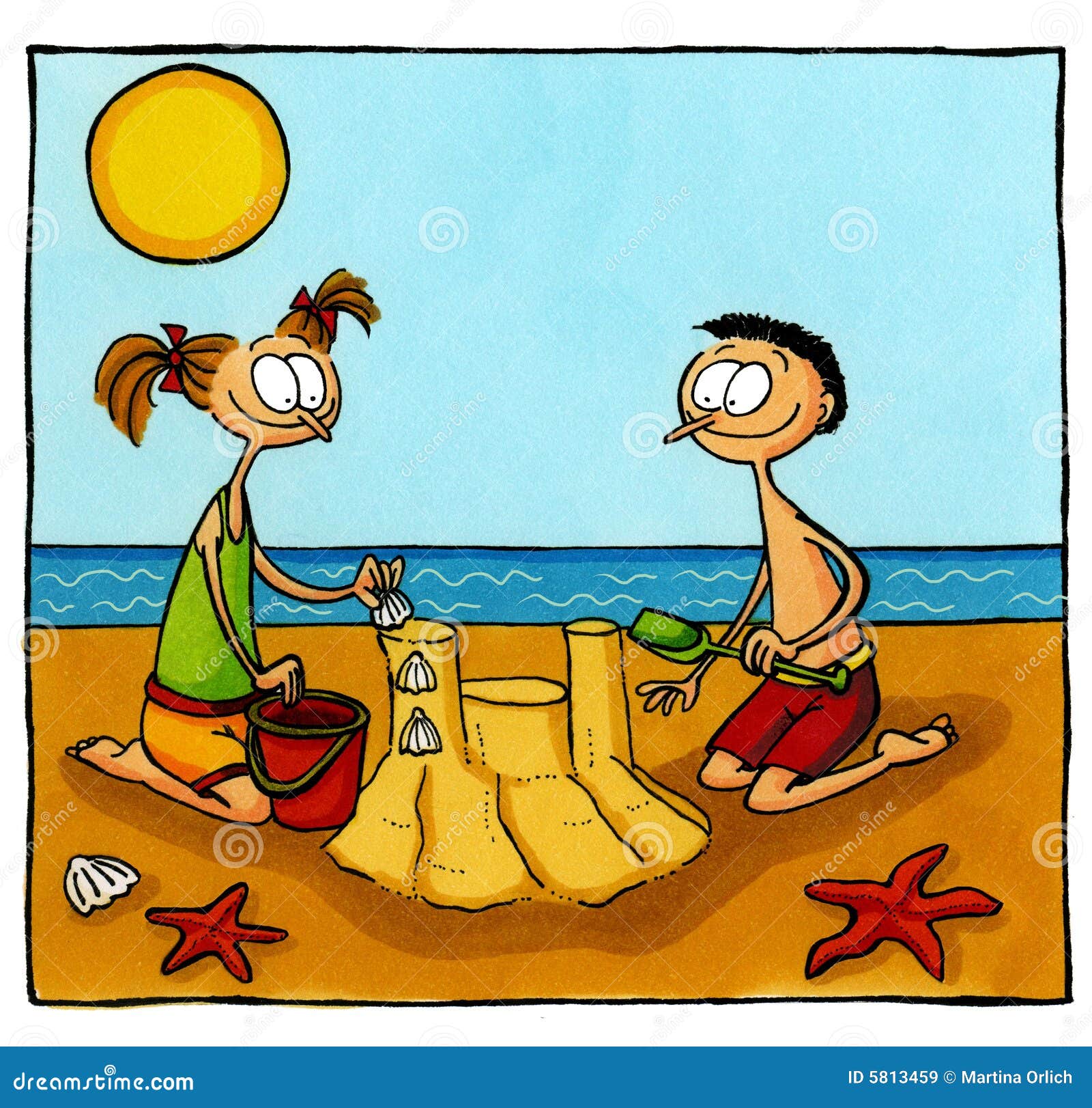 Sand Castle Cartoon Vector Color Illustration | CartoonDealer.com ...