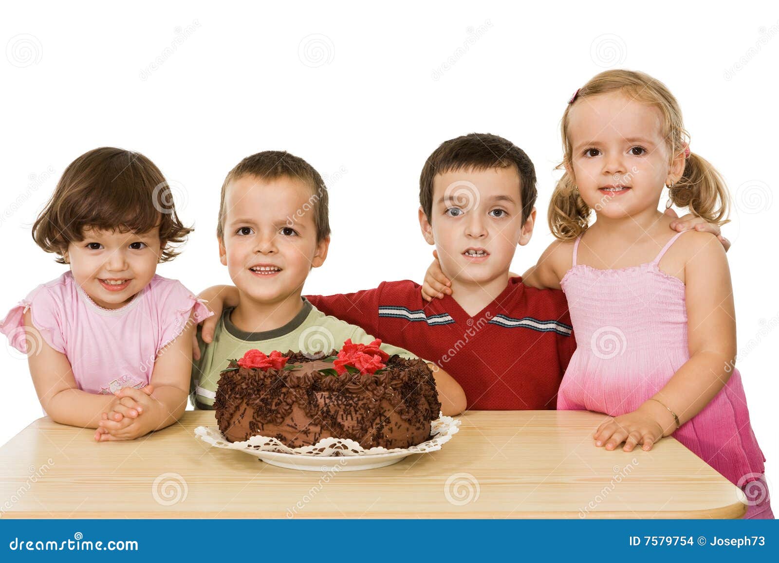 Children with cake stock photo. Image of chocolate, four - 7579754