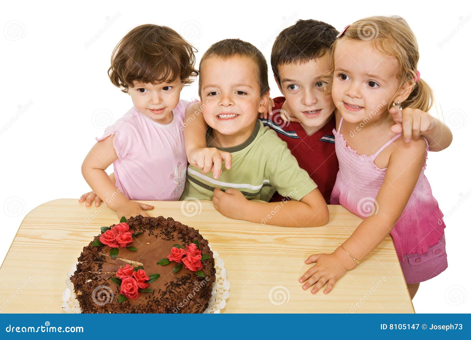 Children with cake stock image. Image of chocolate, people - 8105147