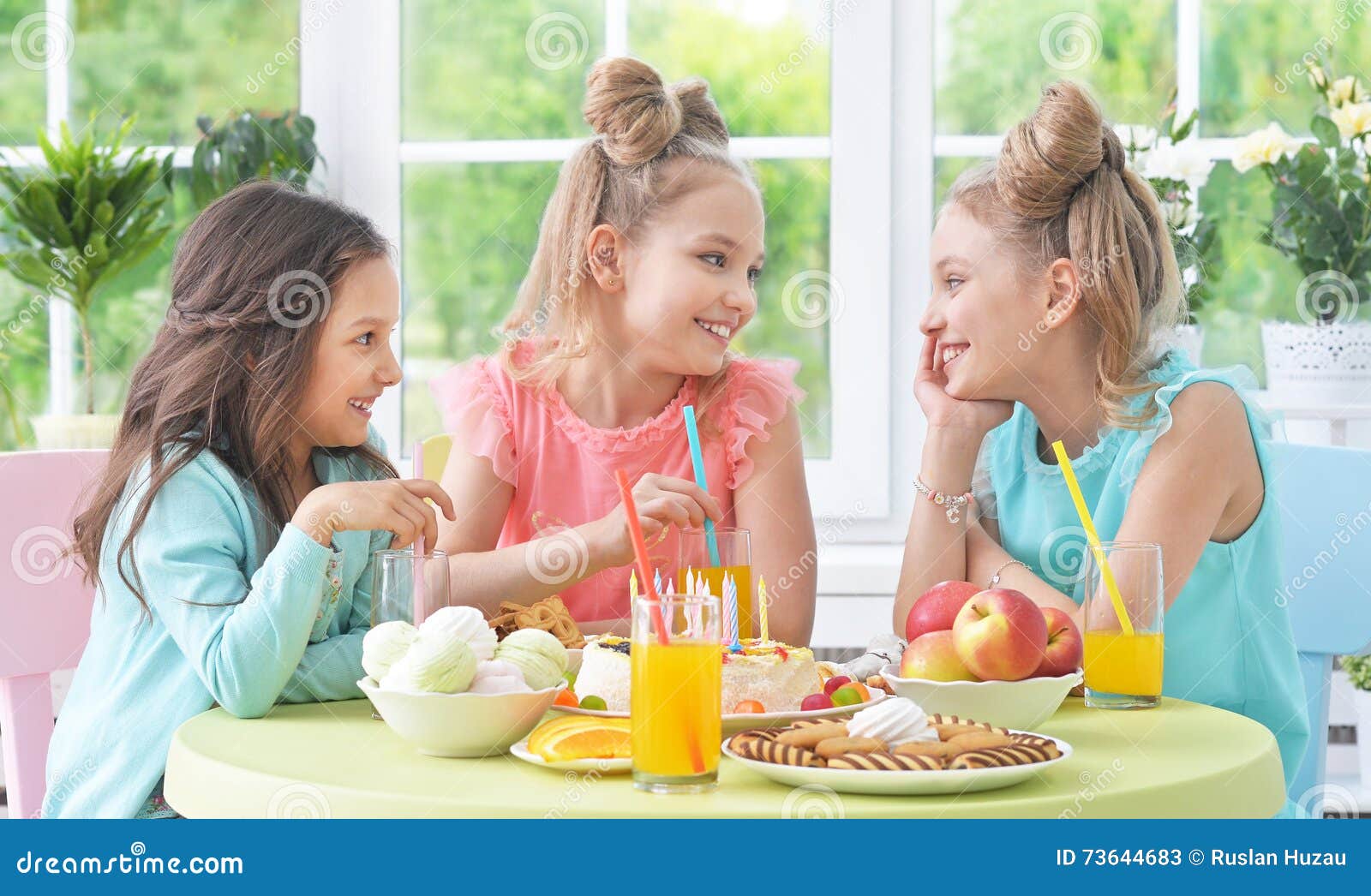 Children with Cake at Birthday Party Stock Image - Image of living ...