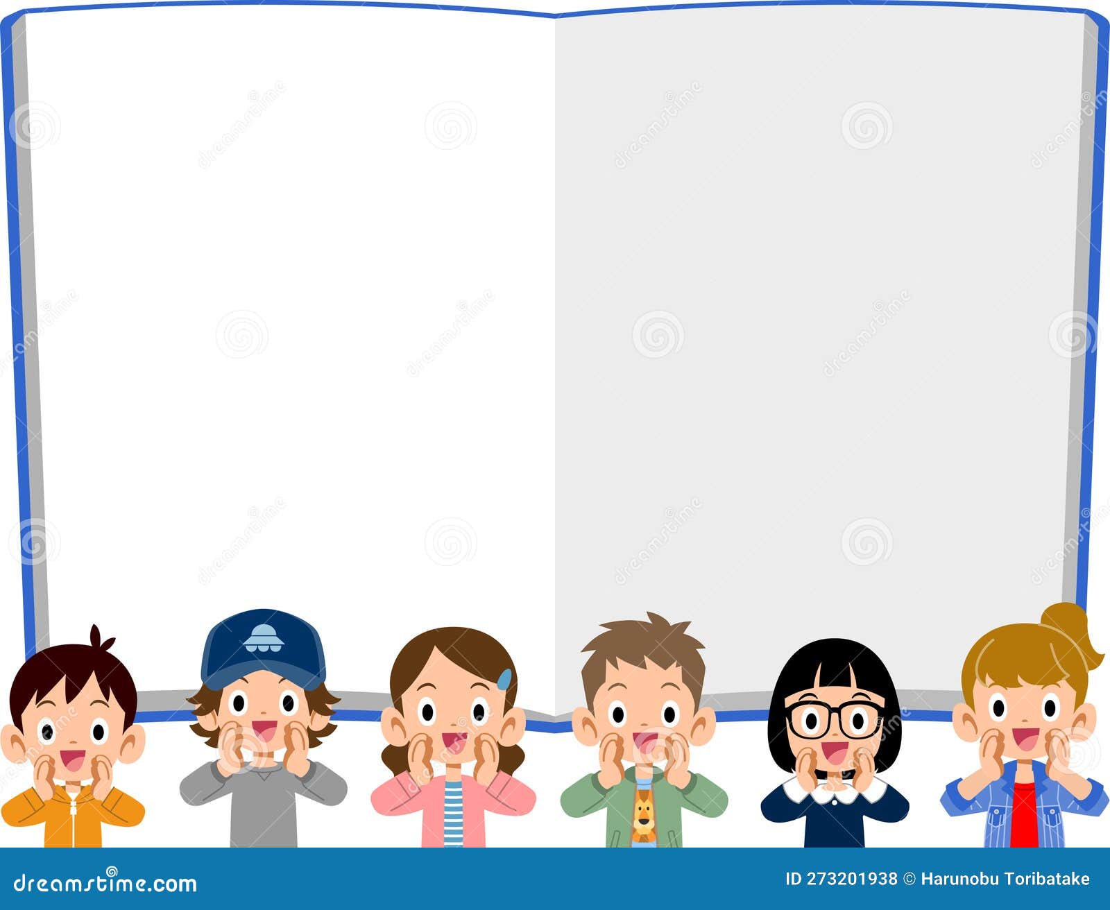 Children Calling Out in Front of a Large Notebook Stock Vector ...