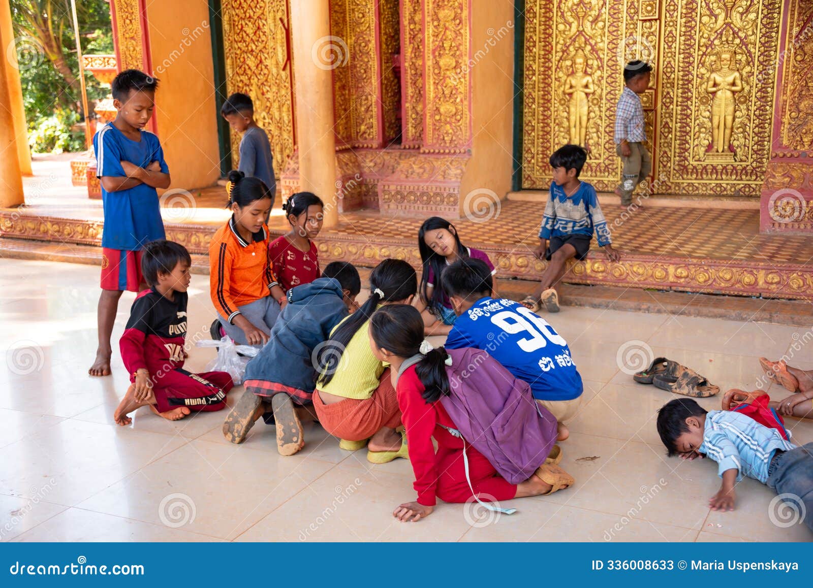 Children in Cambodia Playing in Front of a Temple Editorial Stock Photo ...