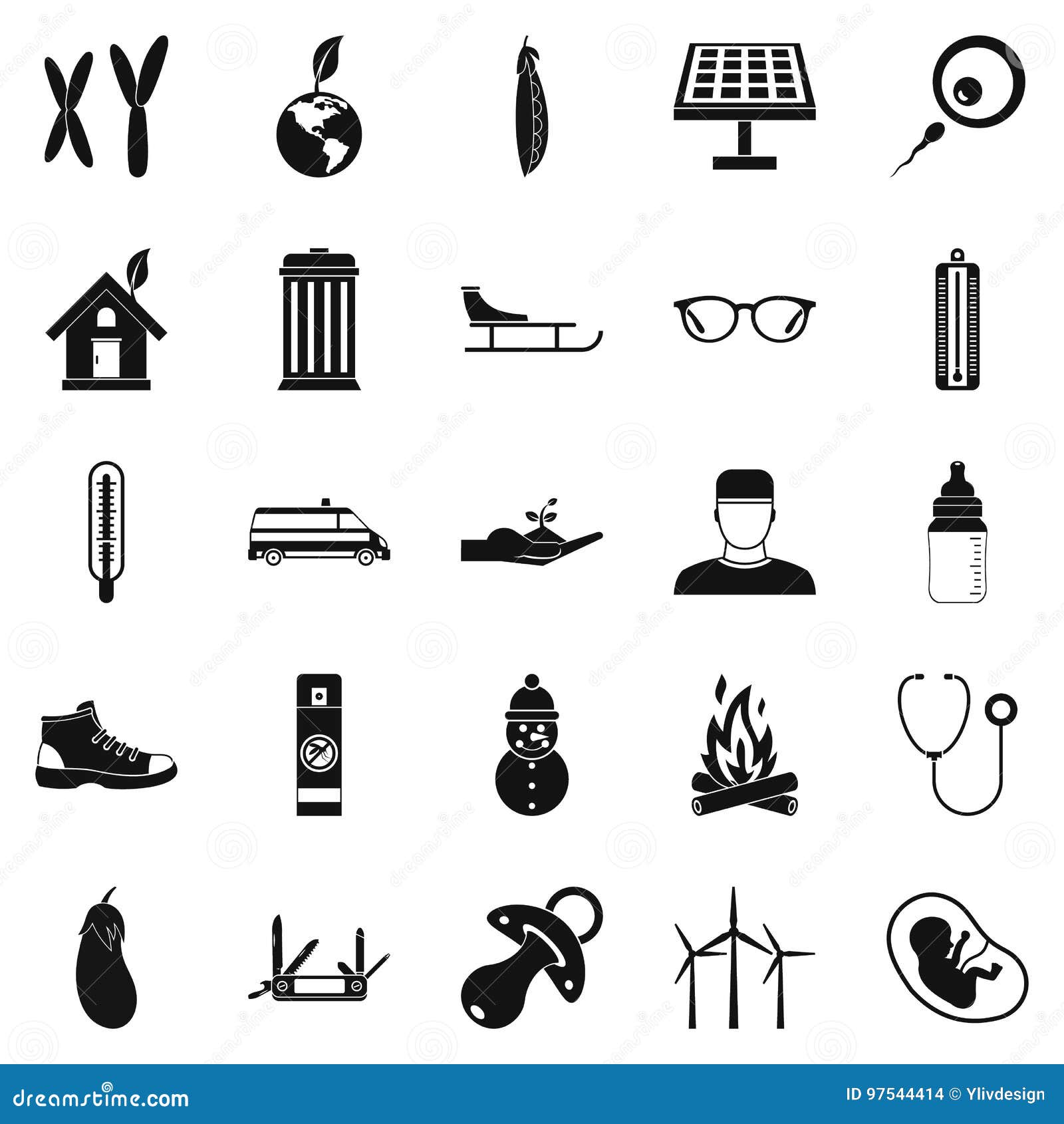 Children Camp Icons Set, Simple Style Stock Vector - Illustration of ...