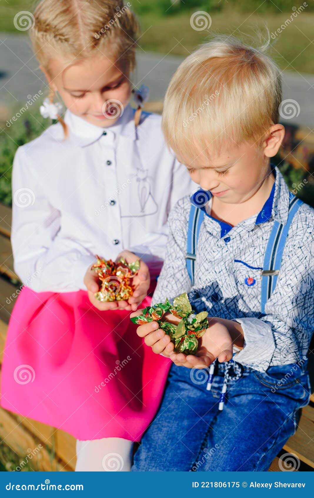 Children with Candy in Their Hands Stock Image - Image of person, face ...