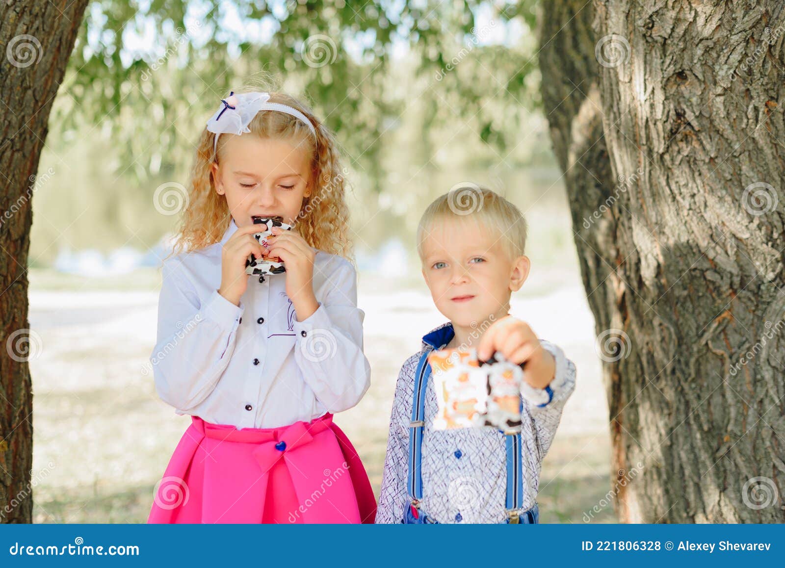 Children with Candy in Their Hands Stock Photo - Image of dessert ...