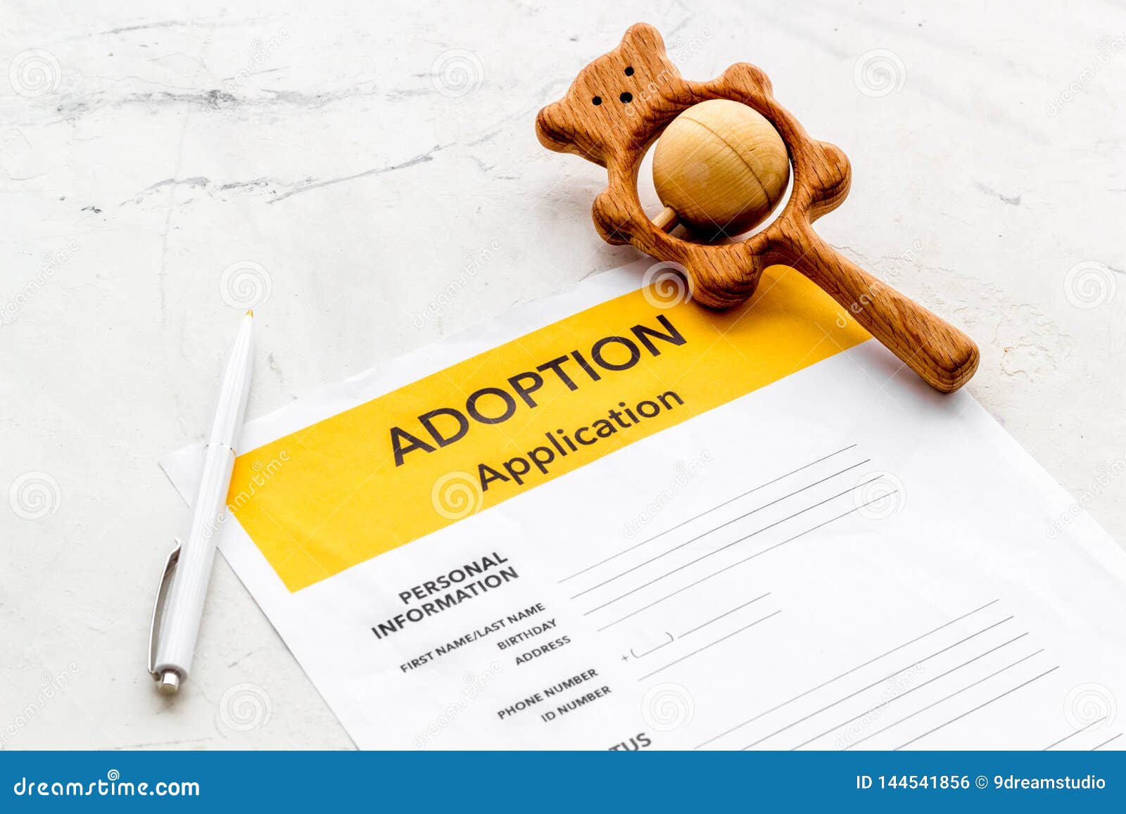 Children Care with Adoption Application and Toy on White Background ...