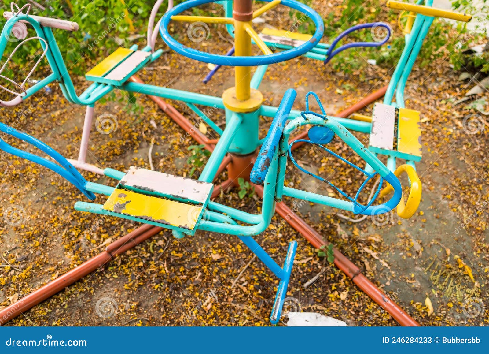 Children Carousel on Playground in Park at Thailand Stock Image - Image ...