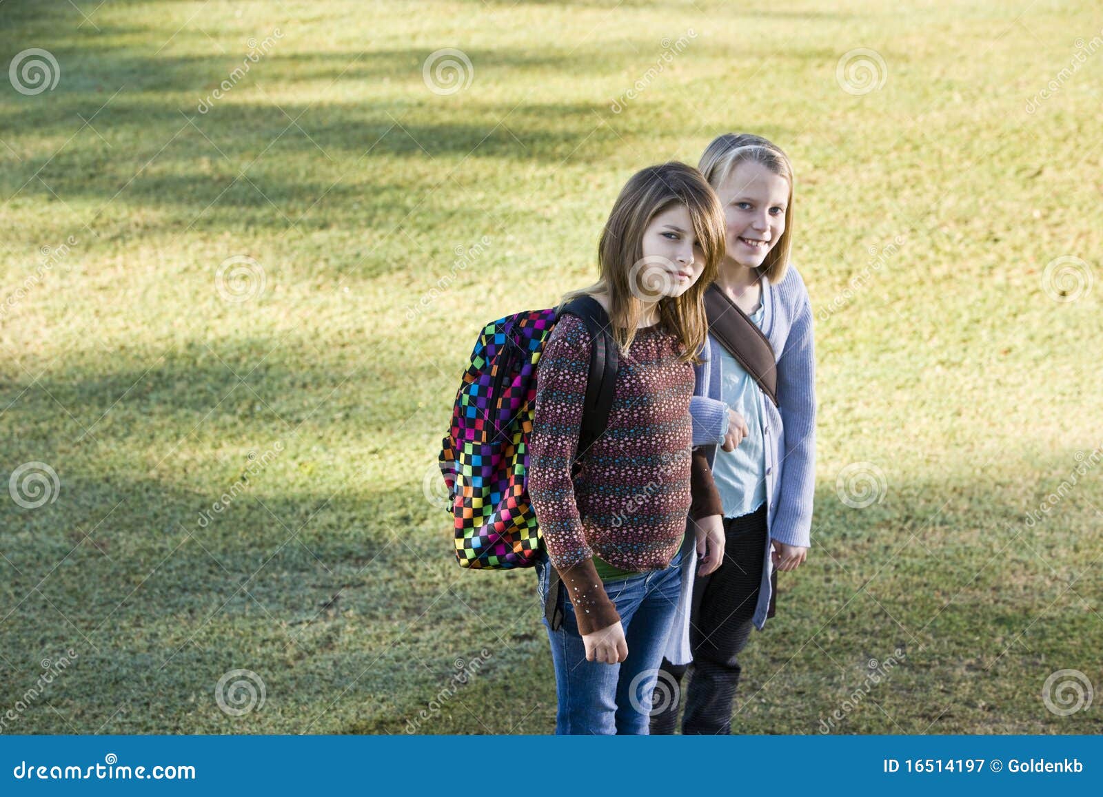 Children Carrying Backpacks Outdoors Stock Image - Image of girls ...