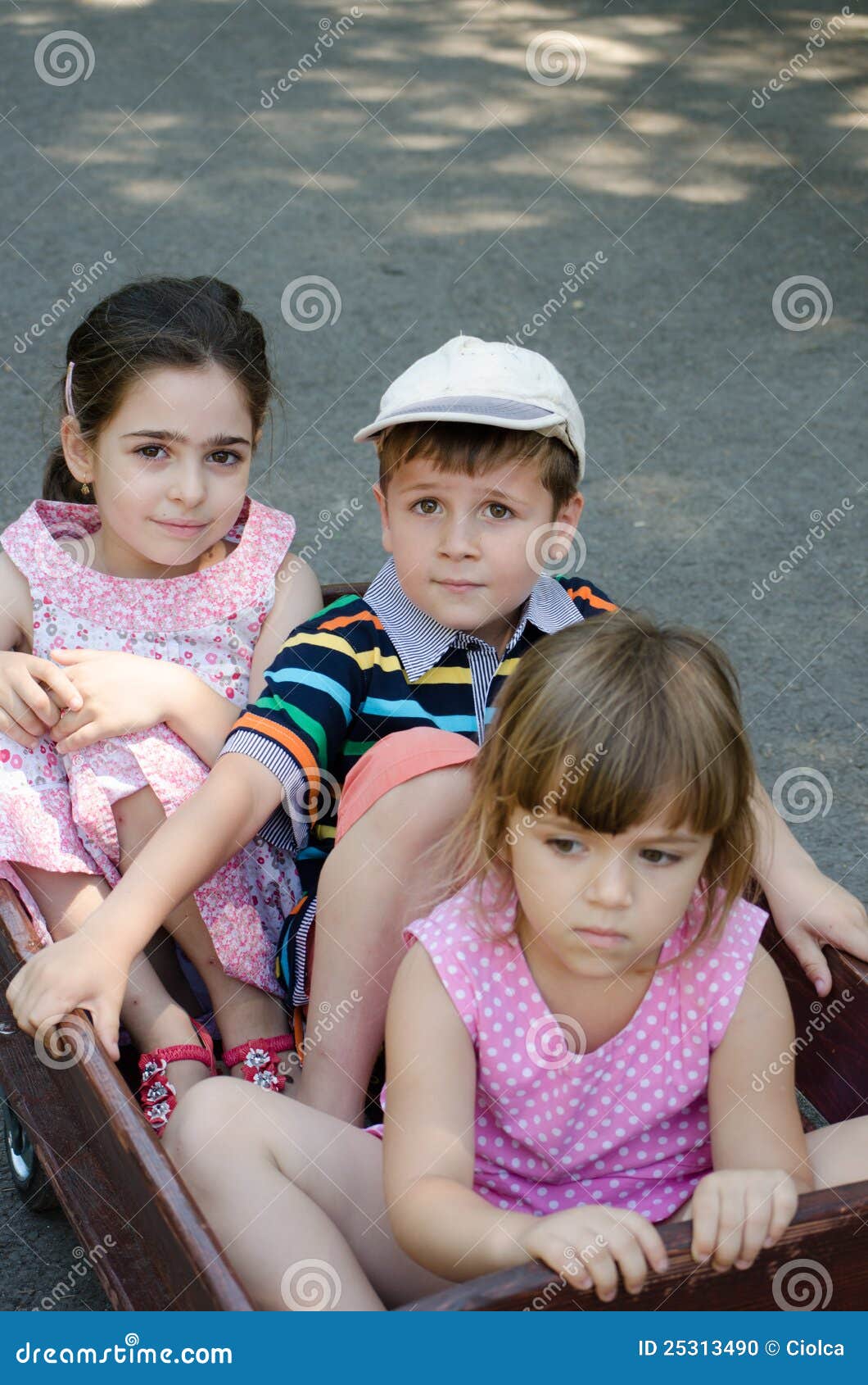 Children in a cart stock photo. Image of girl, three - 25313490