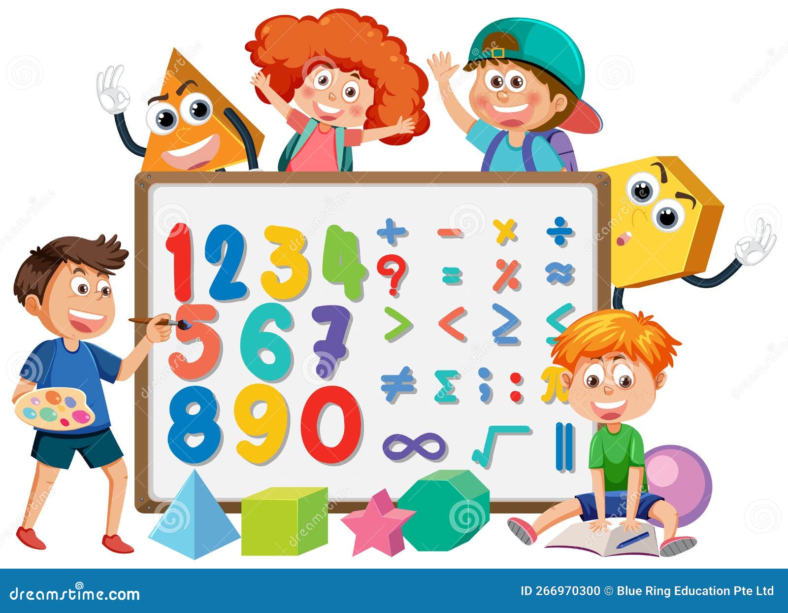 Children Cartoon Character with Math and Number Theme Stock Vector ...