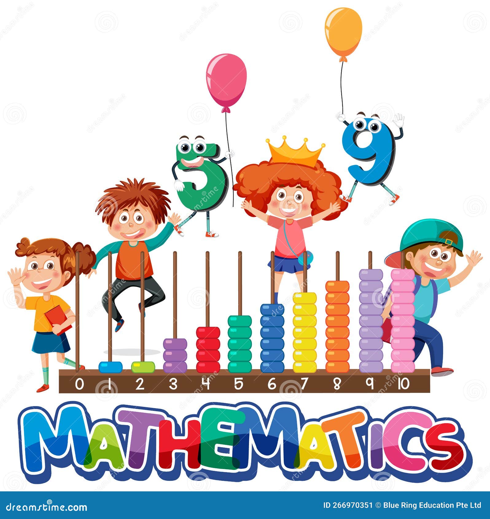 Children Cartoon Character with Math and Number Theme Stock Vector ...