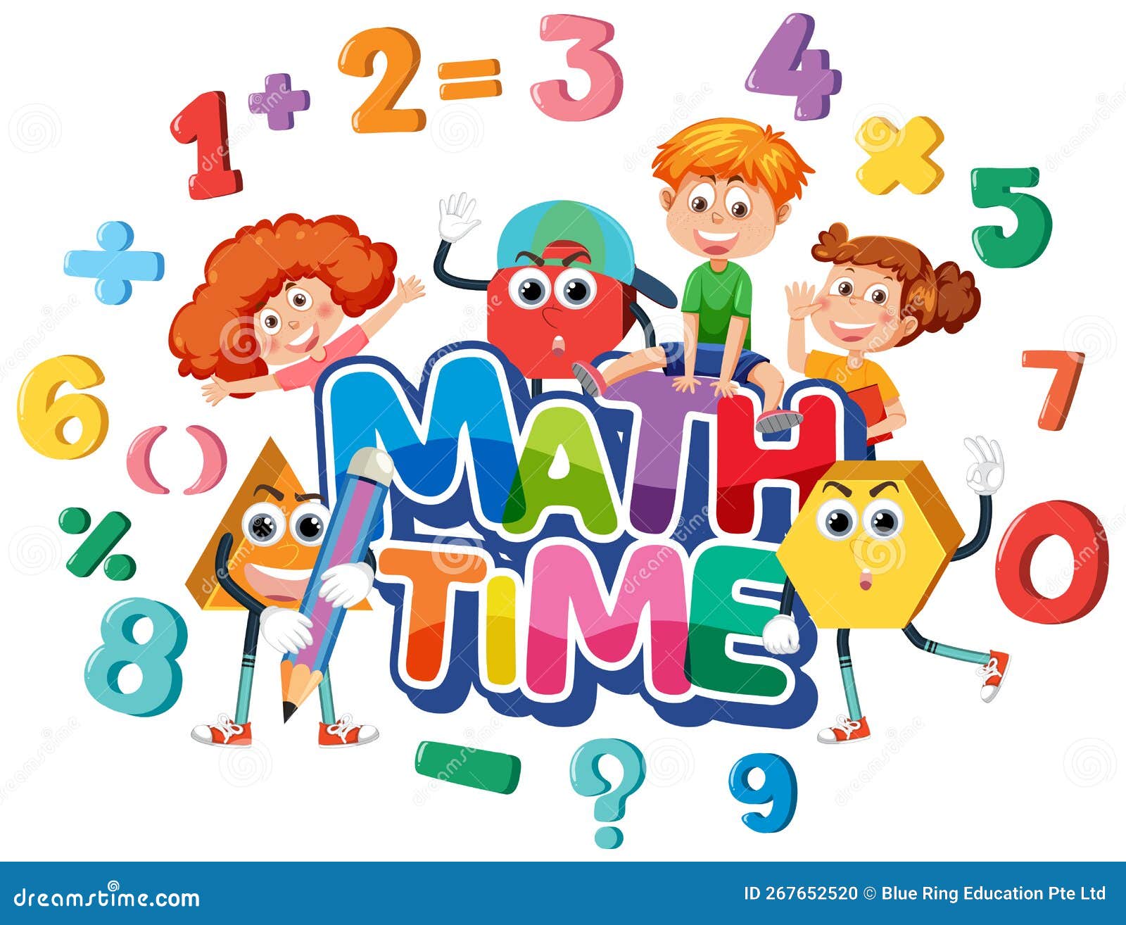 Children Cartoon Character with Math and Number Theme Stock Vector ...