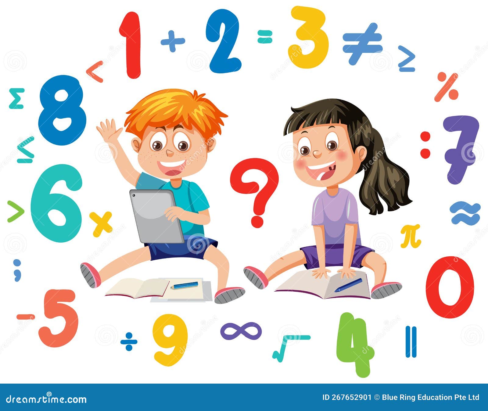Children Cartoon Character with Math and Number Theme Stock Vector ...