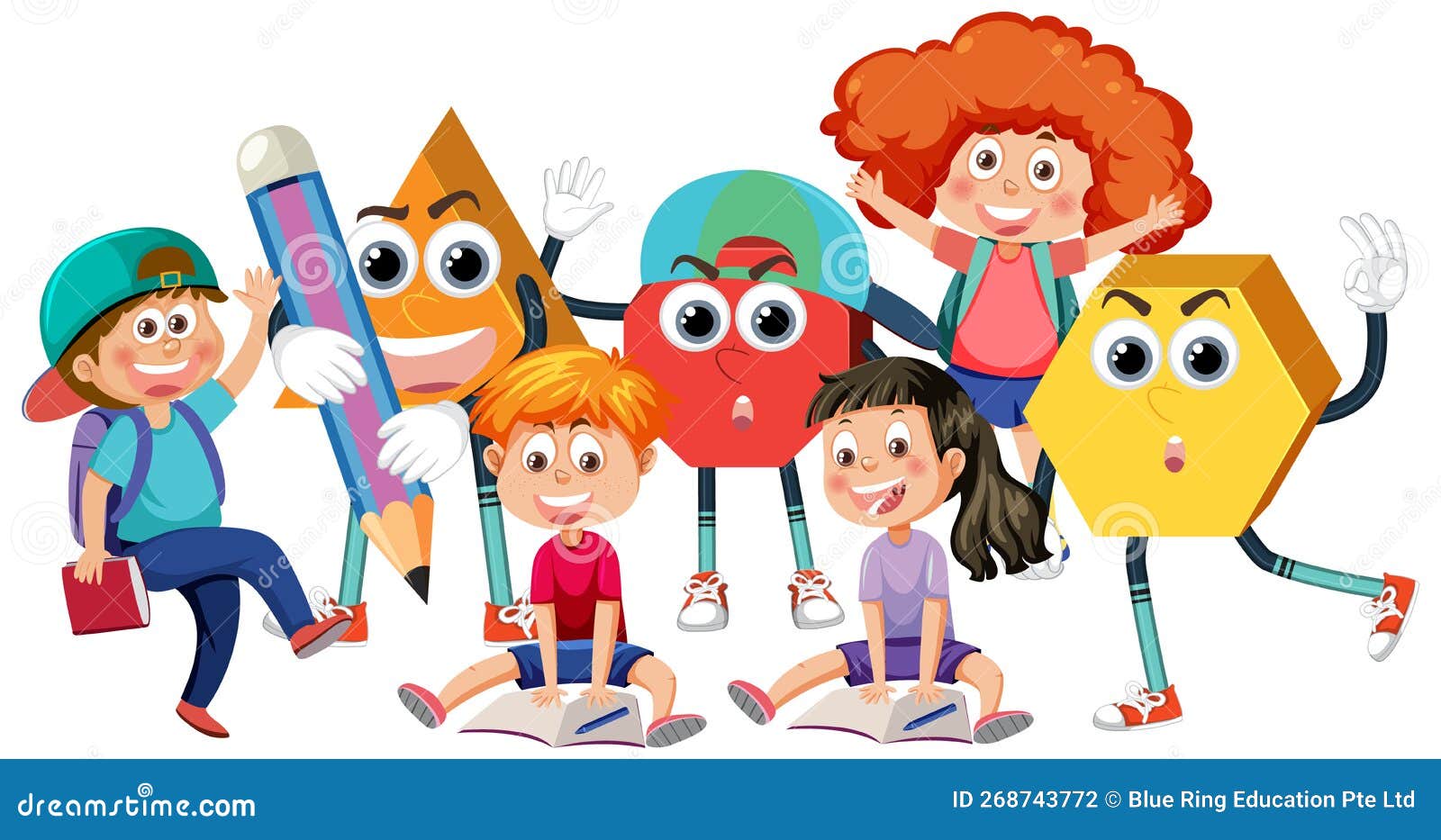 Children Cartoon Character with Math and Number Theme Stock Vector ...