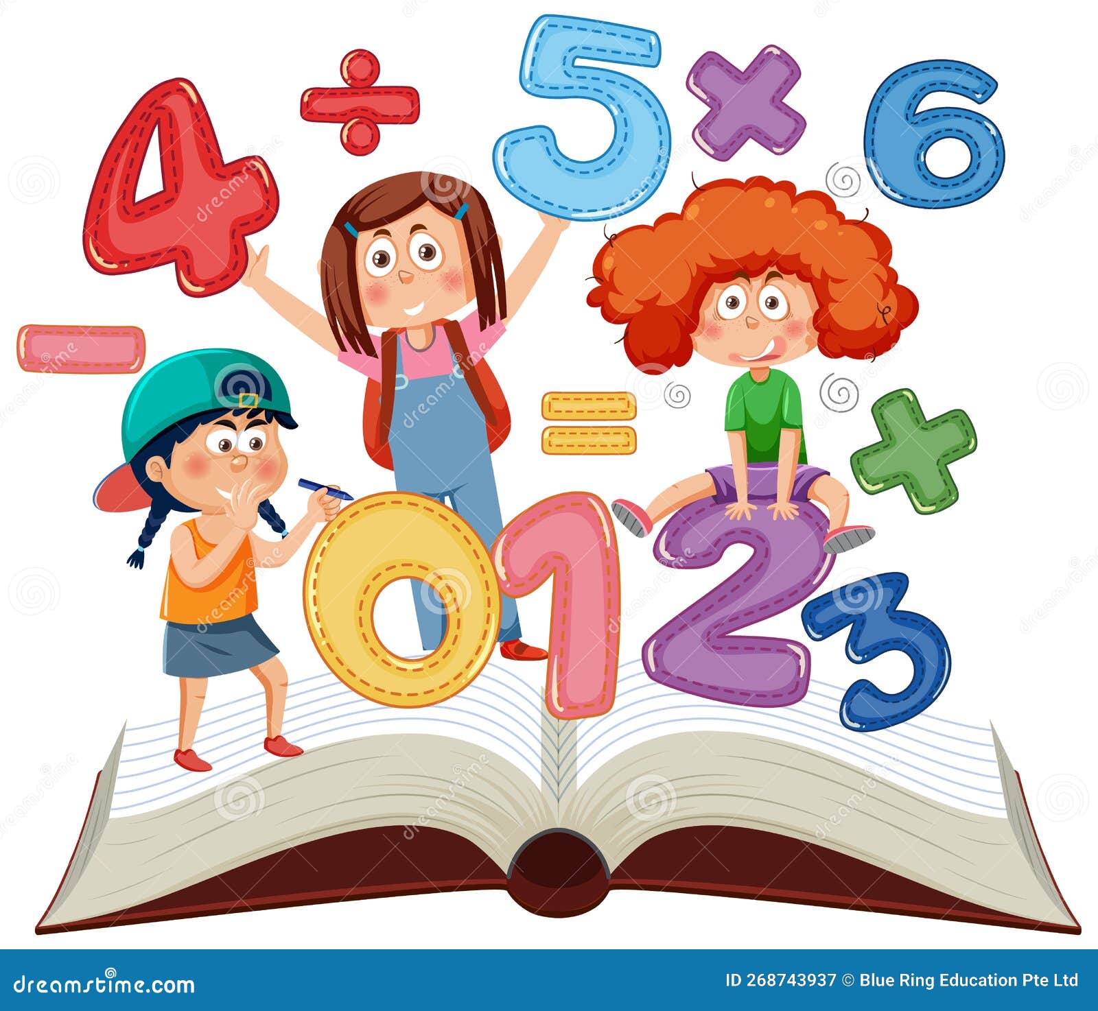 Children Cartoon Character with Math and Number Theme Stock Vector ...